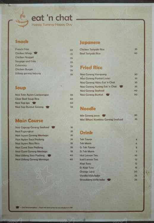 Menu at Eat n chat, Jakarta