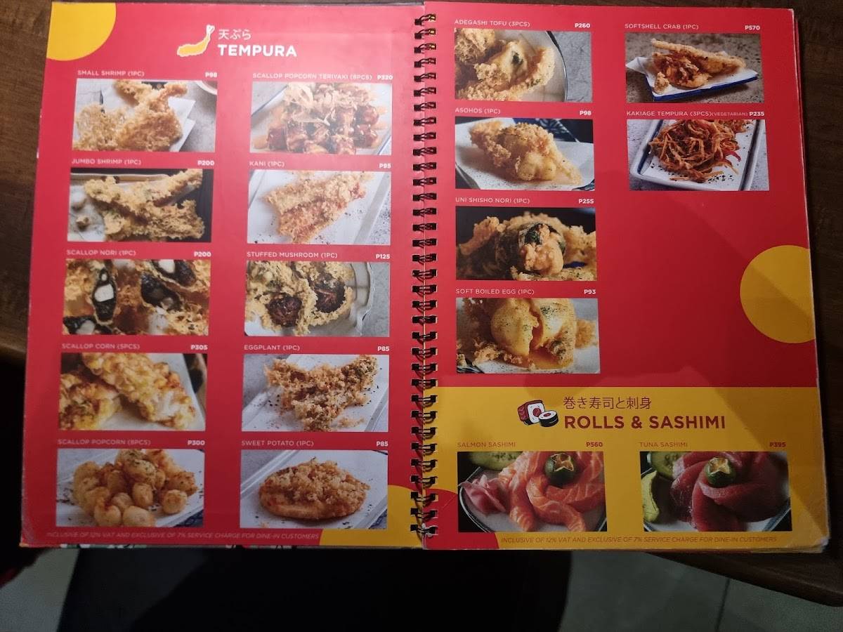Menu at Ebi10 restaurant, Pasig