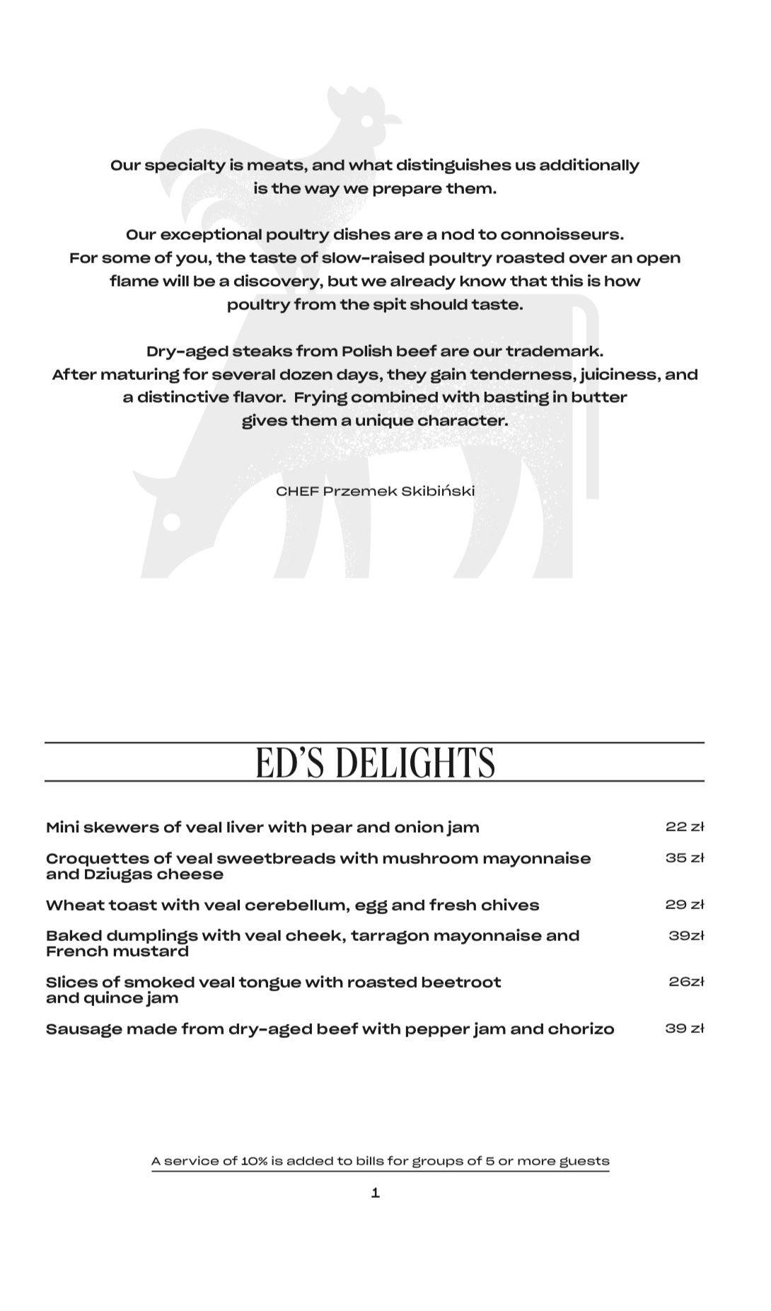 Carta del pub y bar Ed Red, Cracovia, Bocheńska 7
