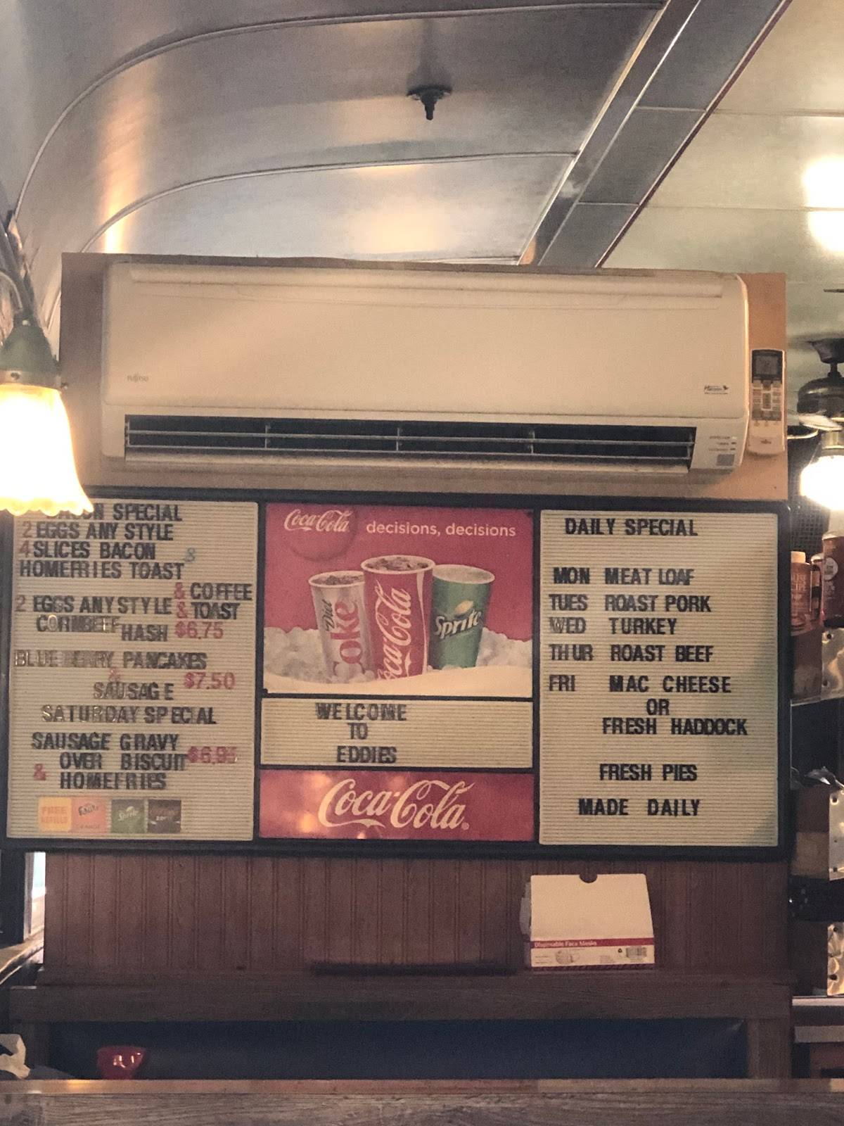 Menu at Eddie's Paramount Diner restaurant, Rome