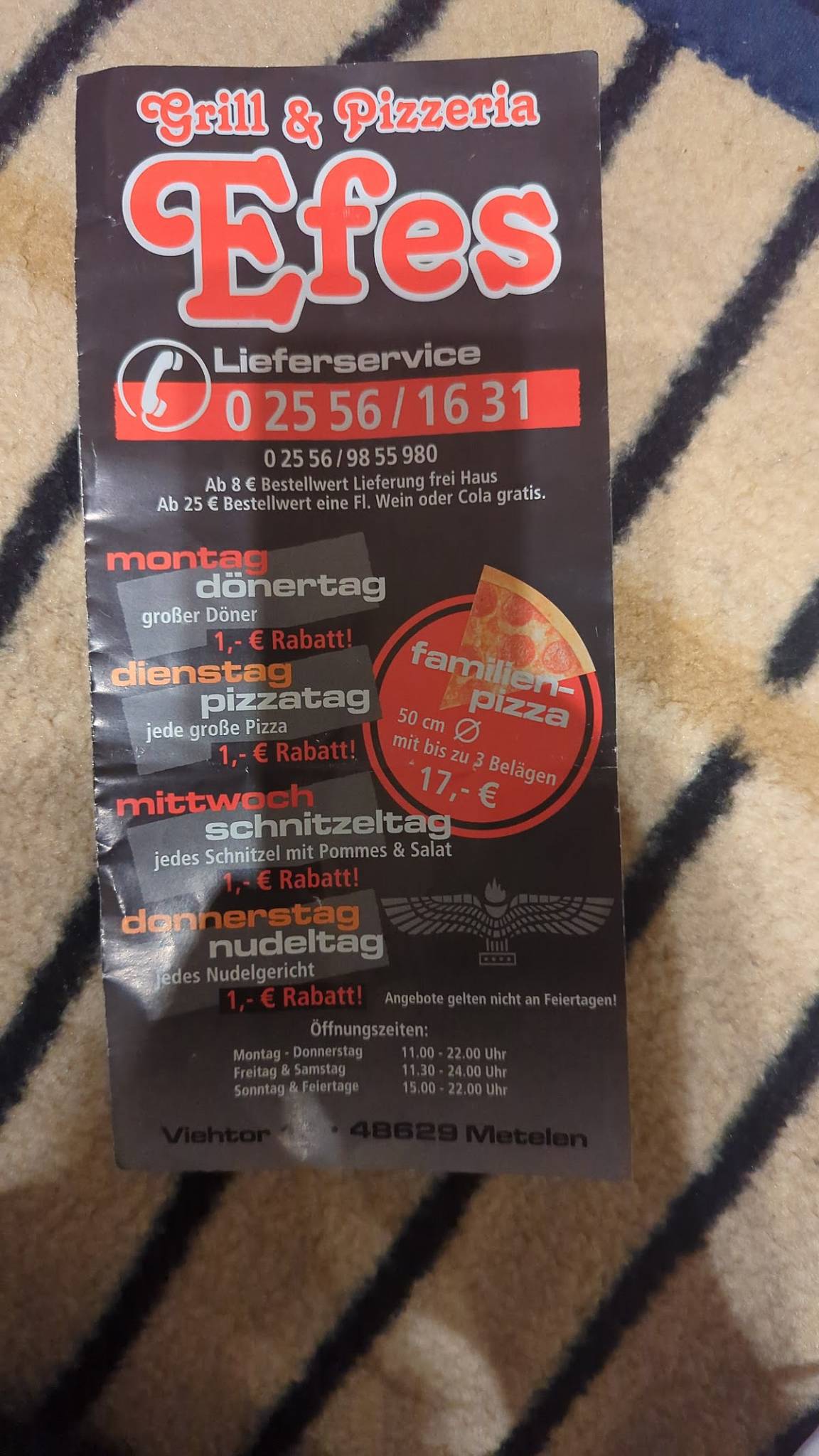 Speisekarte von Efes-Grill Pizzeria Döner Imbiss, Metelen