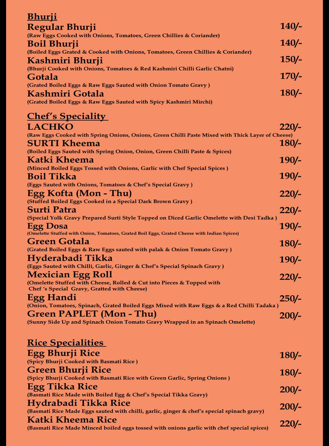 Menu at Egg Station, Mumbai, Shop No.4 & 5