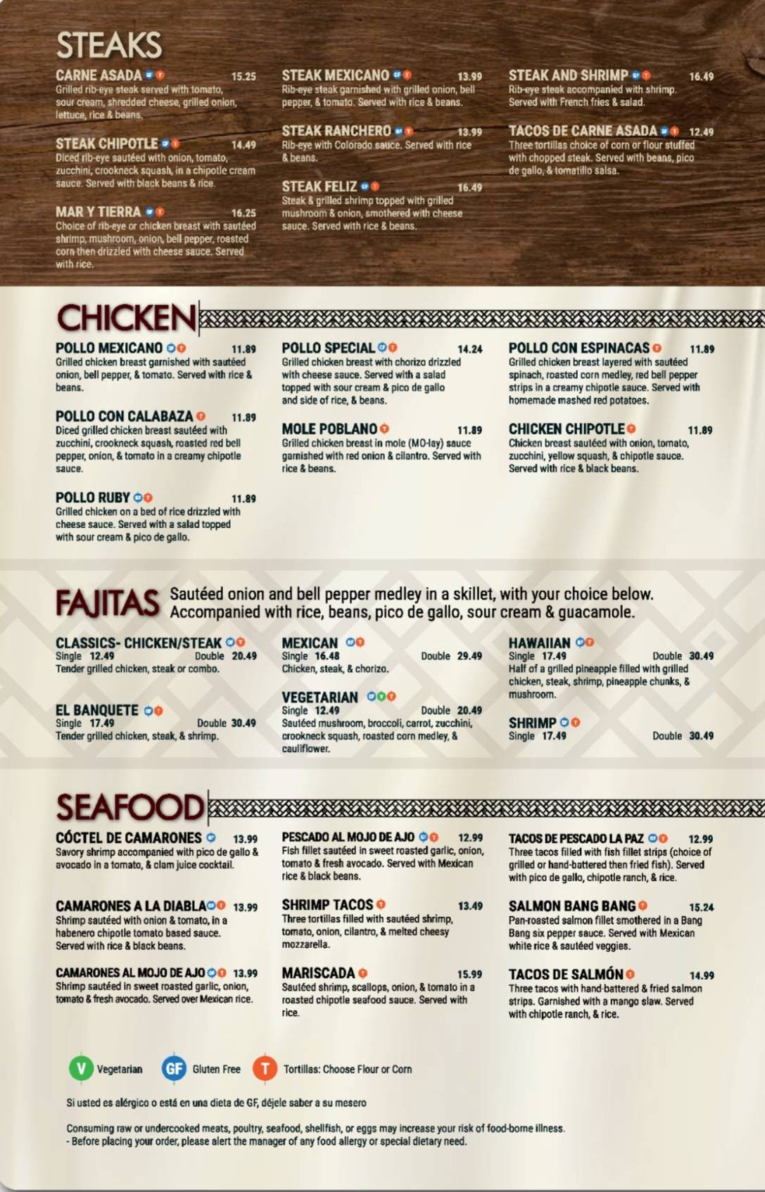 Menu at El Banquete Mexican Grille restaurant, Claremore
