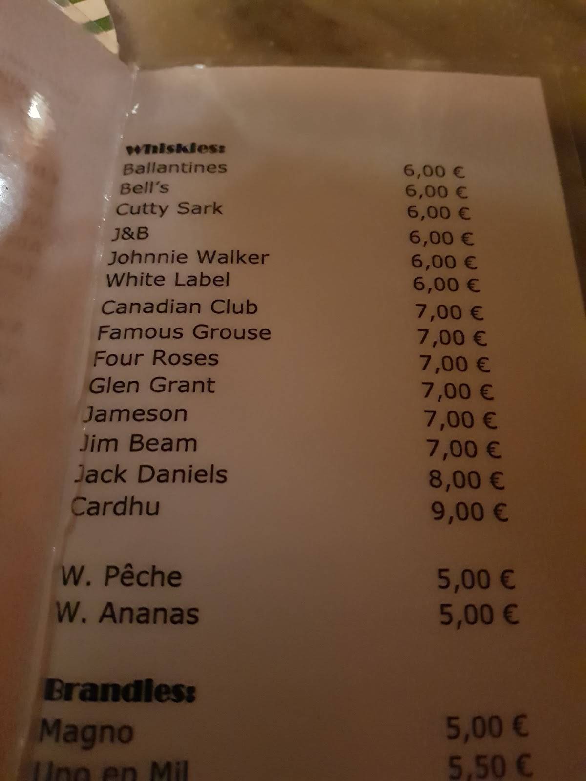 Carta de Bar El Cine, Barcelona