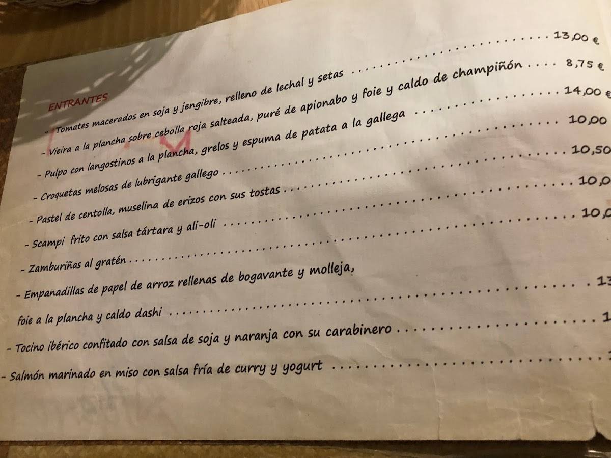 Carta del restaurante El De Alberto, La Coruña, C/ Ángel Rebollo