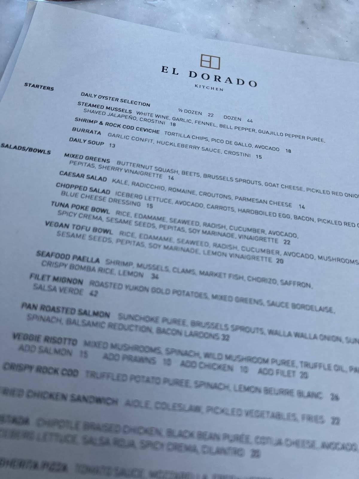 Menu at El Dorado Kitchen restaurant, Sonoma