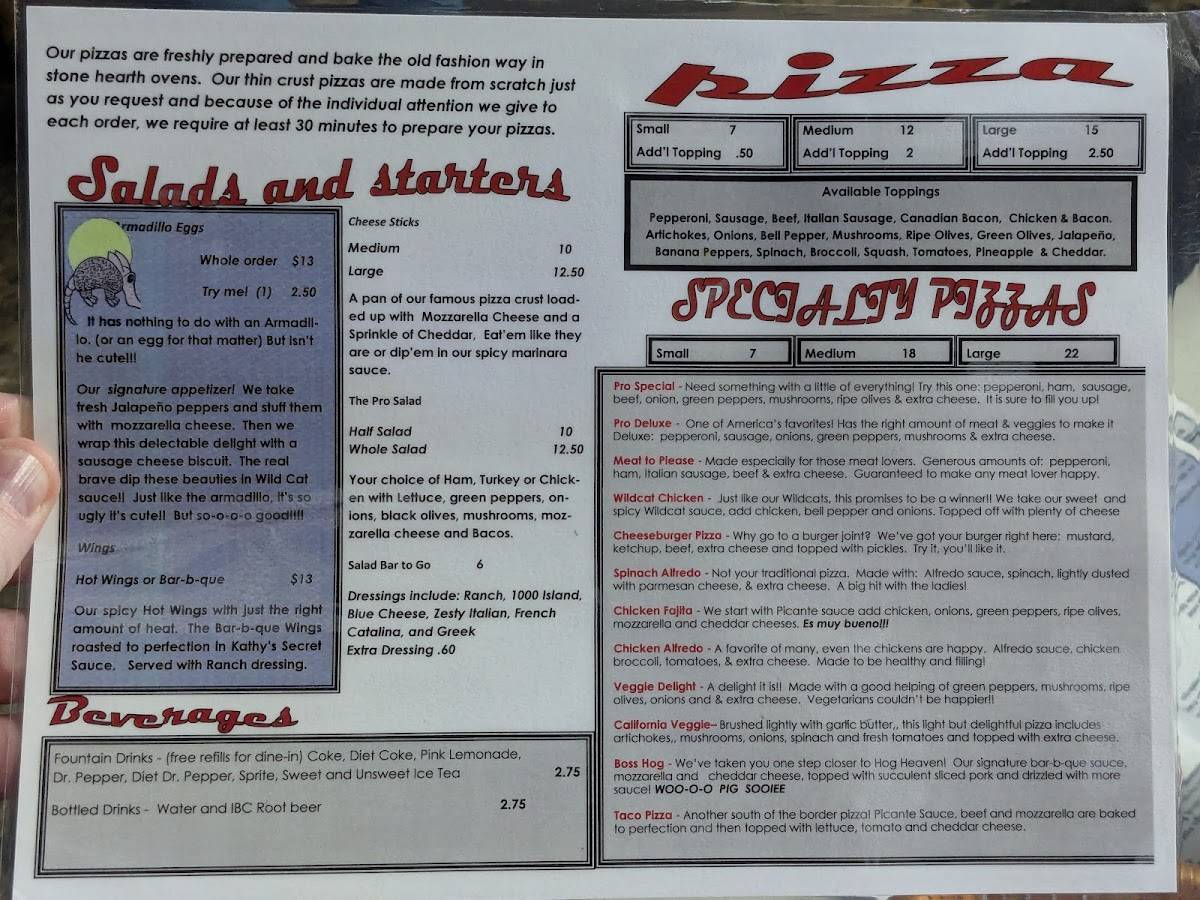 Menu at Main Street Pizza pizzeria, El Dorado