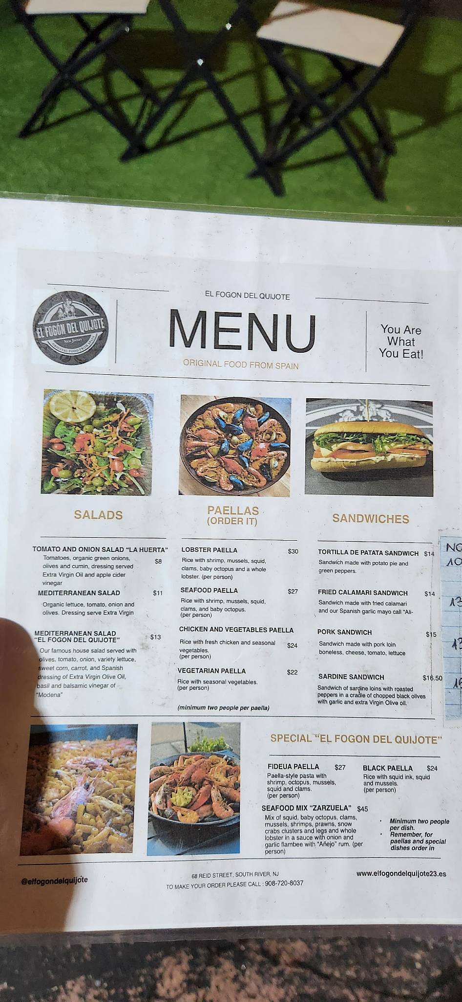 Menu at El Fogon del Quijote restaurant, South River