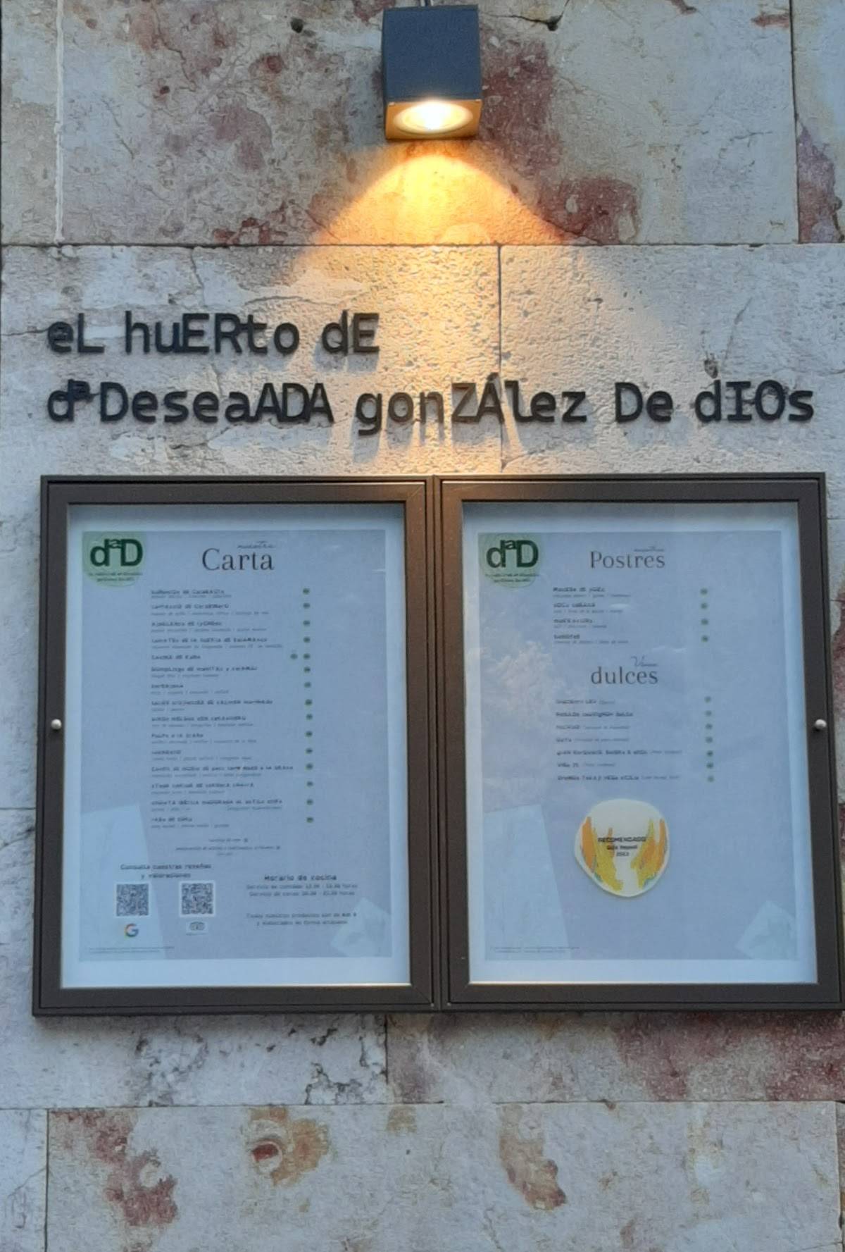 Carta del restaurante El Huerto De Doña Deseada, Salamanca