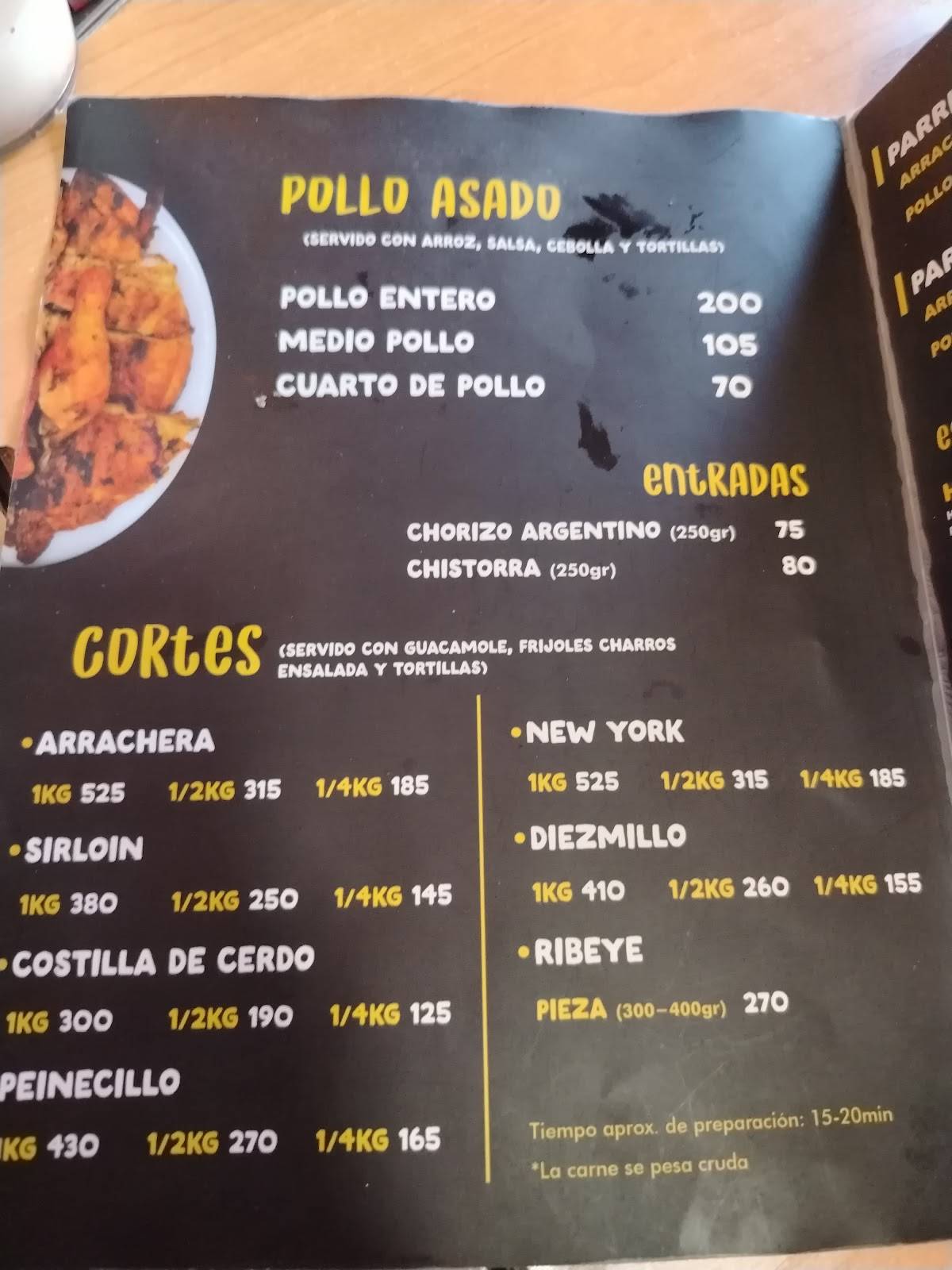 Carta del restaurante El Lumbrero, Zapopan, Independencia 90