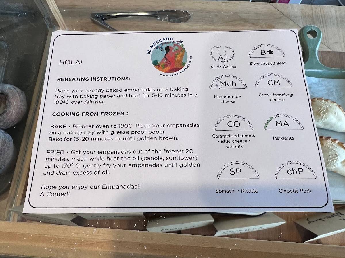Menu at El Mercado, Cheltenham