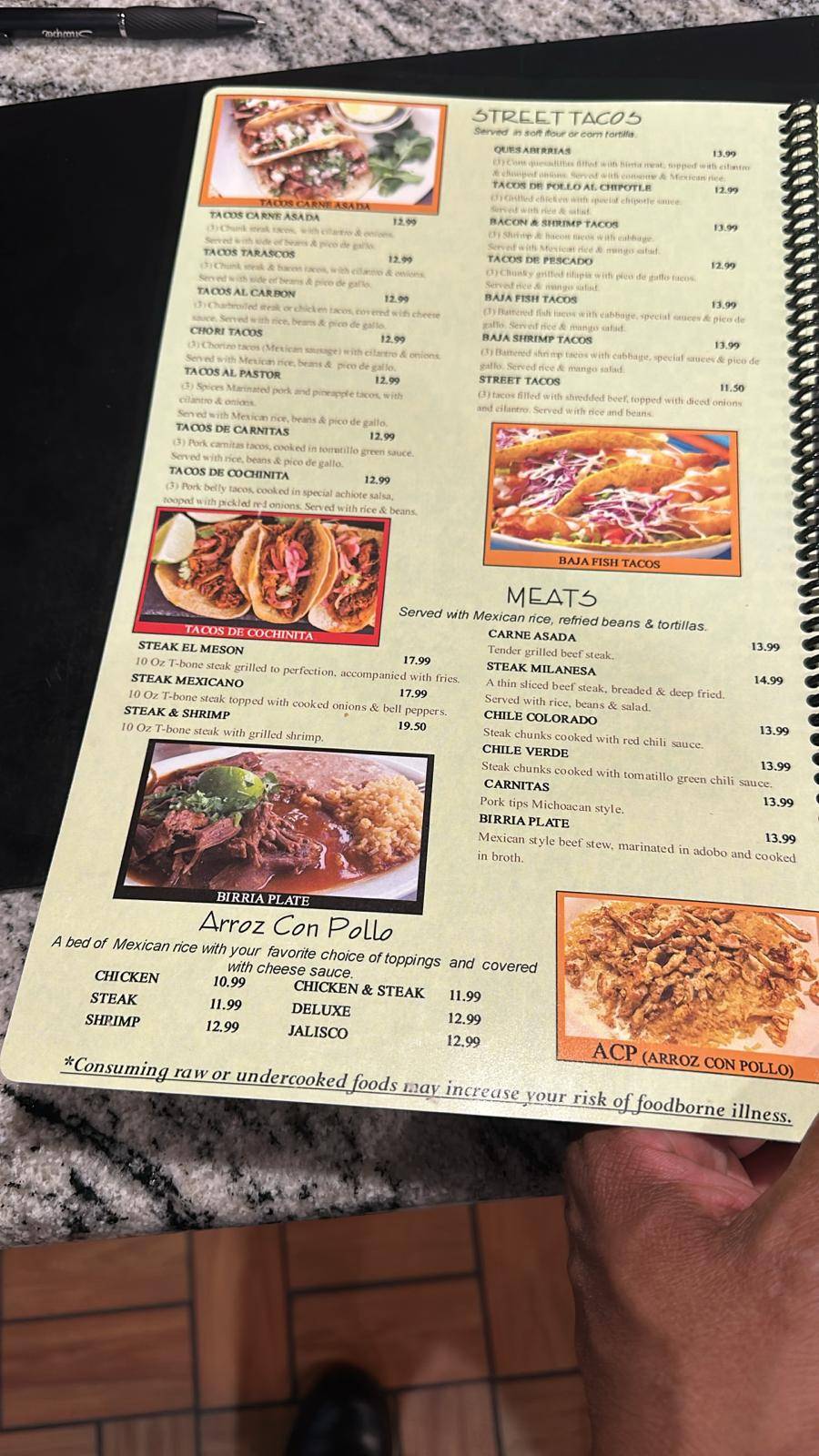 Menu at El Meson San Pedro Mexican Restaurant, Sparta