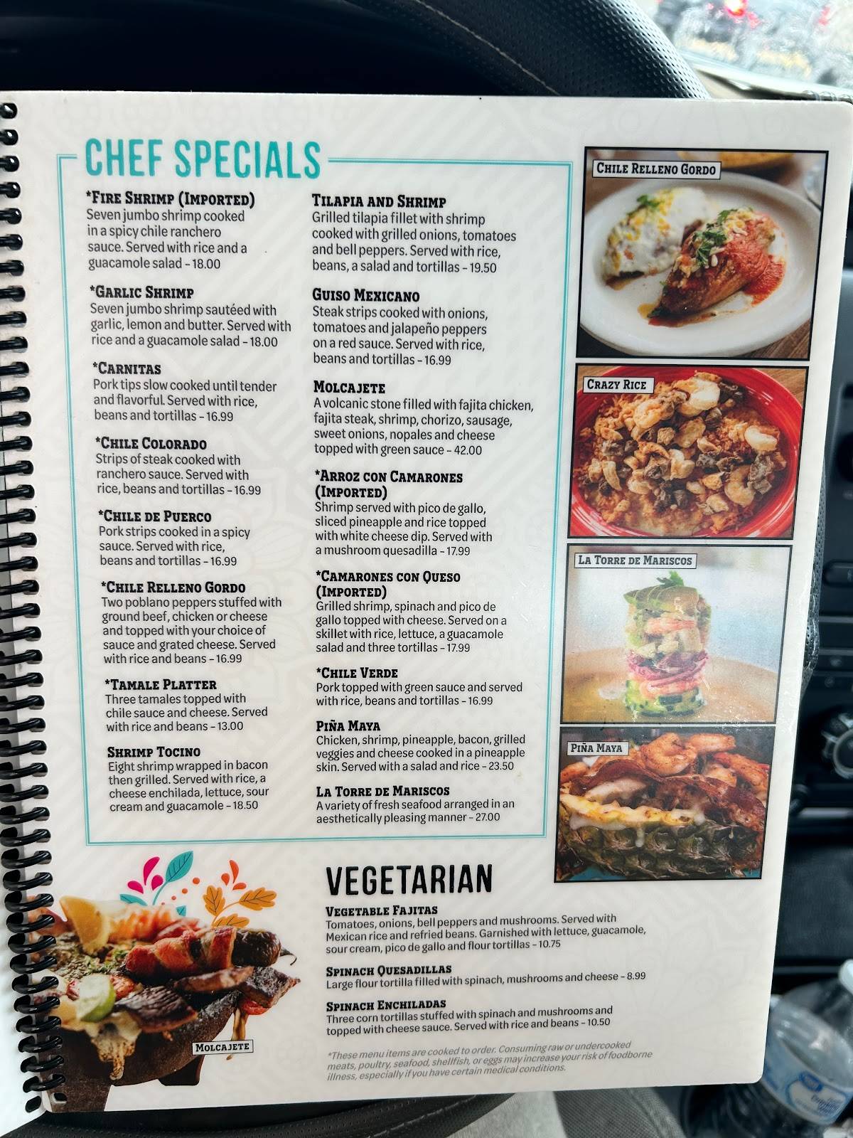 Menu at El Nopal restaurant, Natchitoches