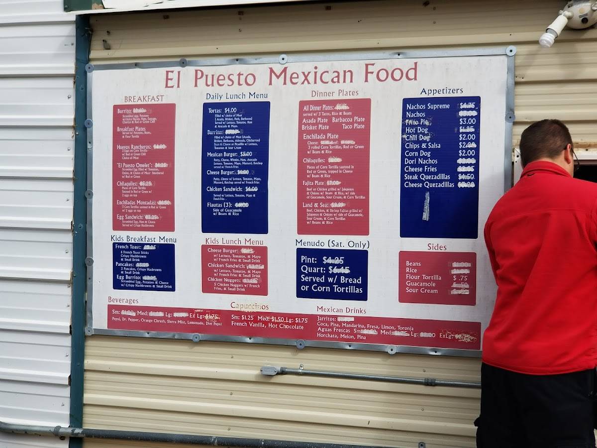 Menu at El Puesto restaurant, Clovis