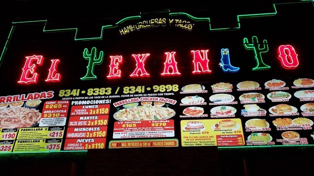 Carta del restaurante El Texanito, Guadalupe, Blvd. Acapulco #141