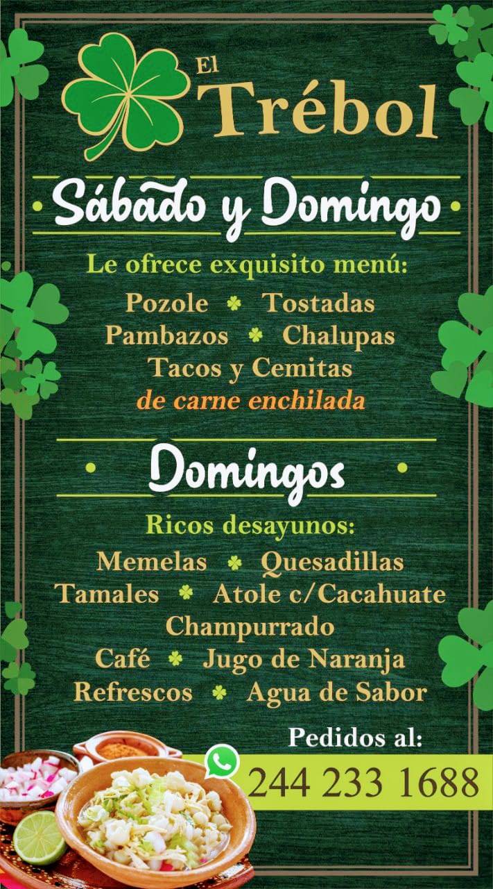 Menu at El Trébol (Gastronomía Poblana). restaurant, Atlixco