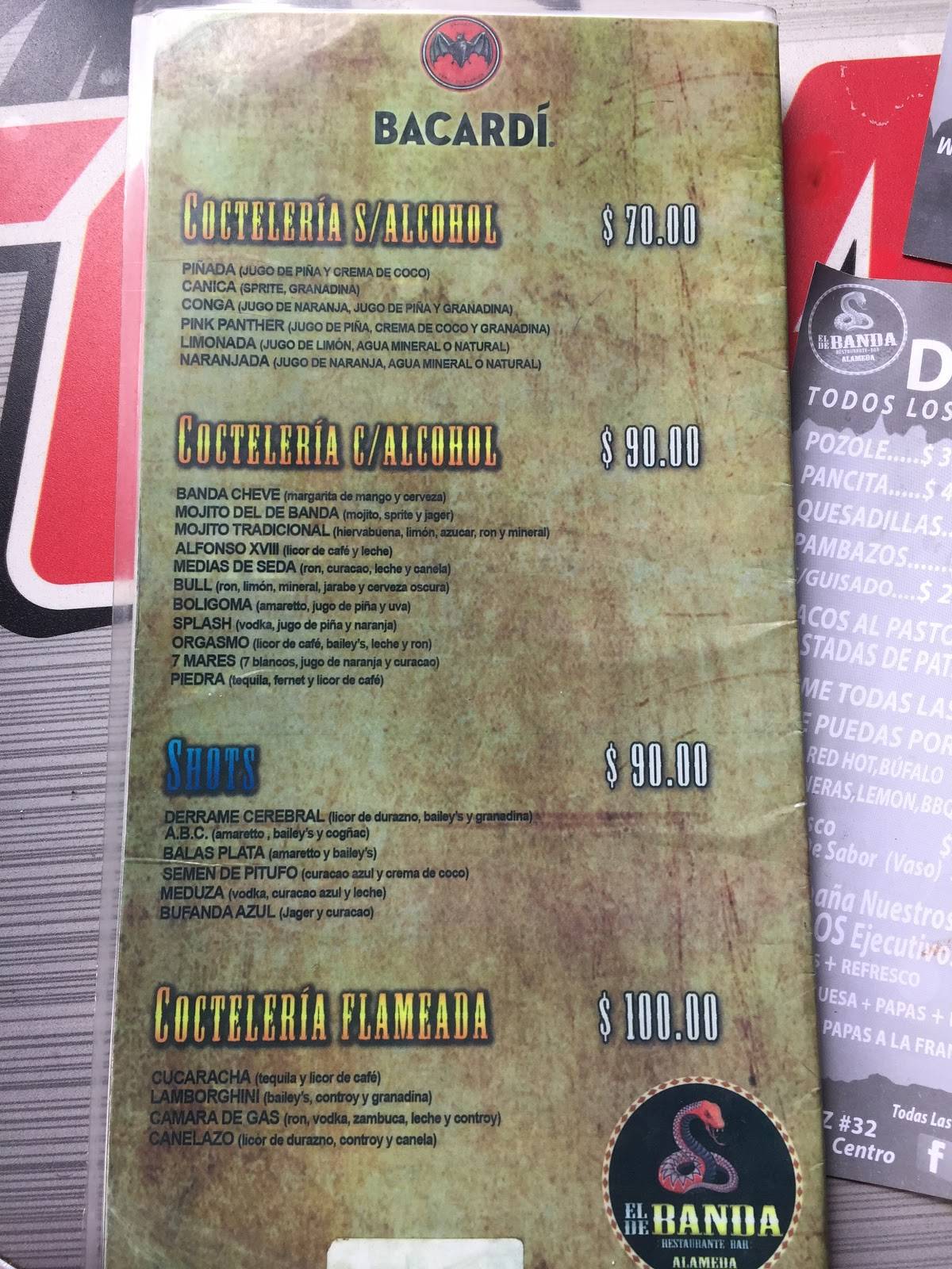 Menu at El de Banda Alameda pub & bar, Ciudad López Mateos