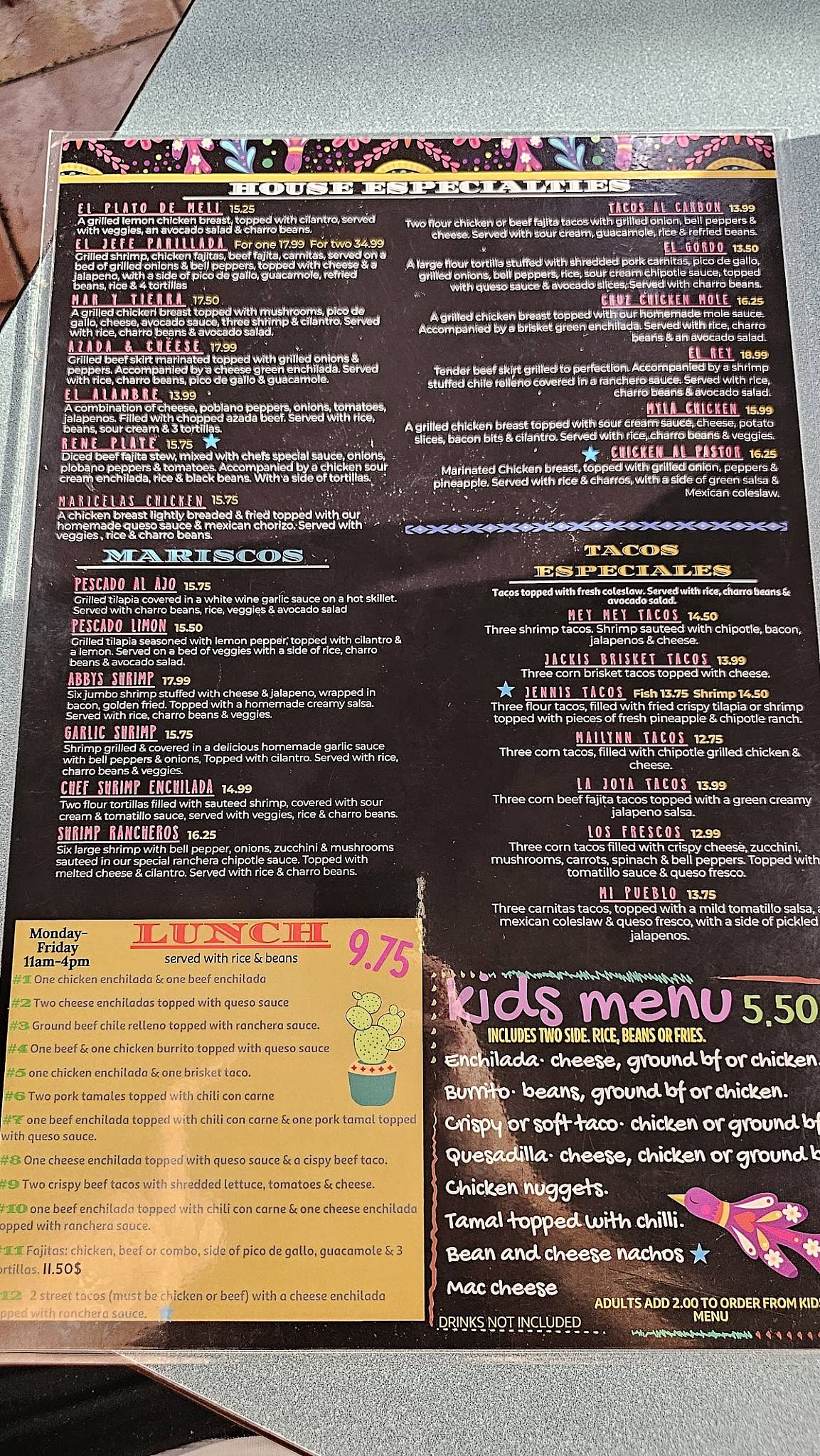 Menu at El Sazón Tex Mex Restaurant, Rhome