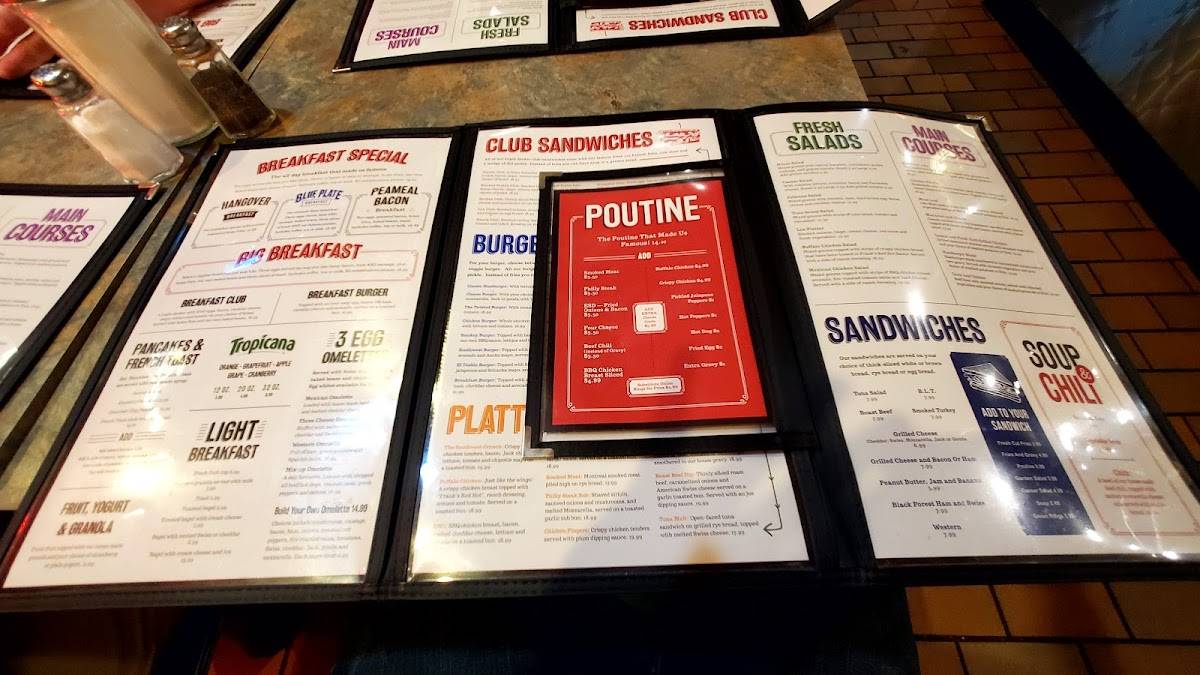 Menu at Elgin Street Diner restaurant, Ottawa, 374 Elgin St
