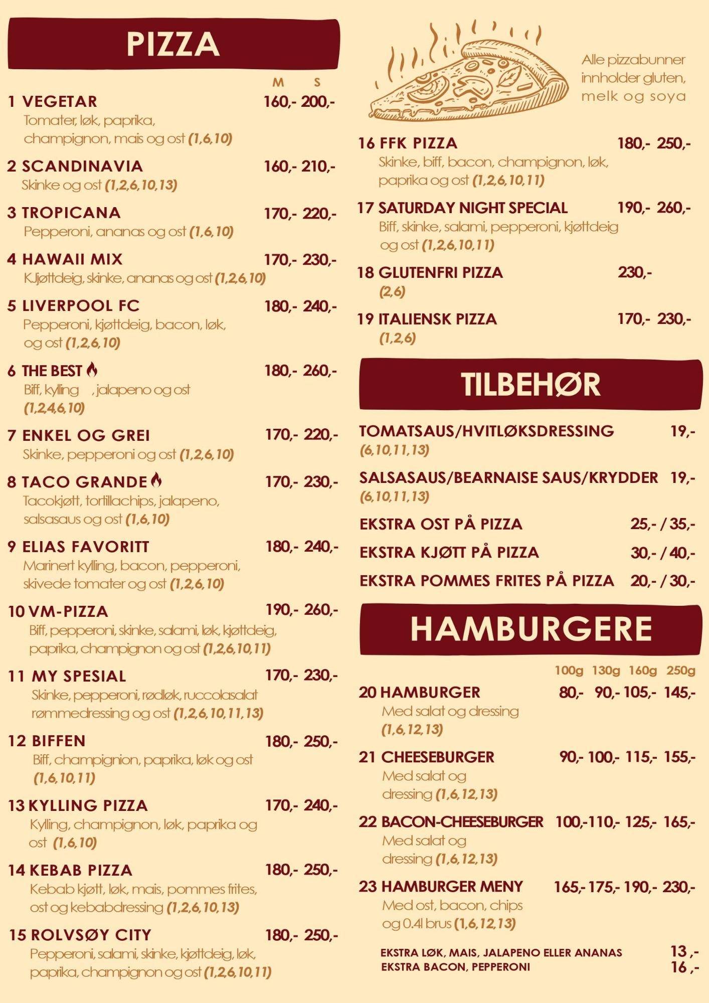 Menu at Elias Pizza - Rolvsøy restaurant, Fredrikstad