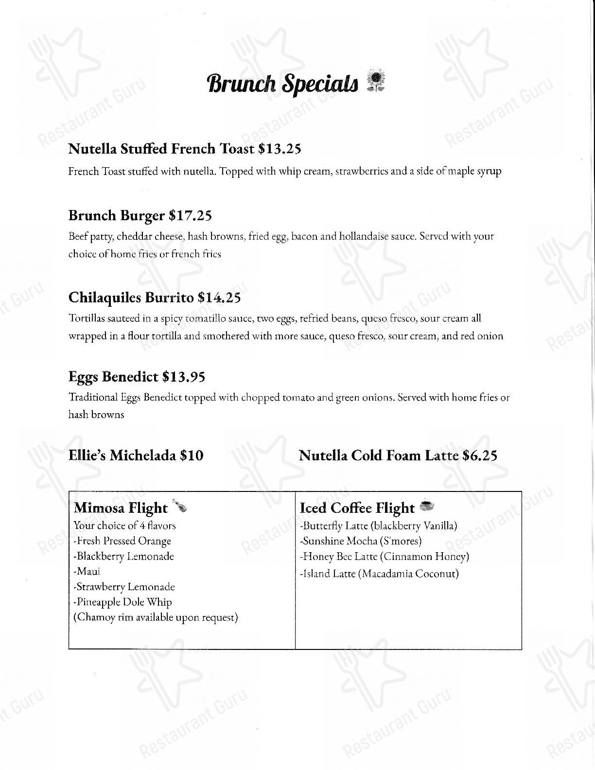 Menu at Ellie's Mutt Hut cafe, Ukiah
