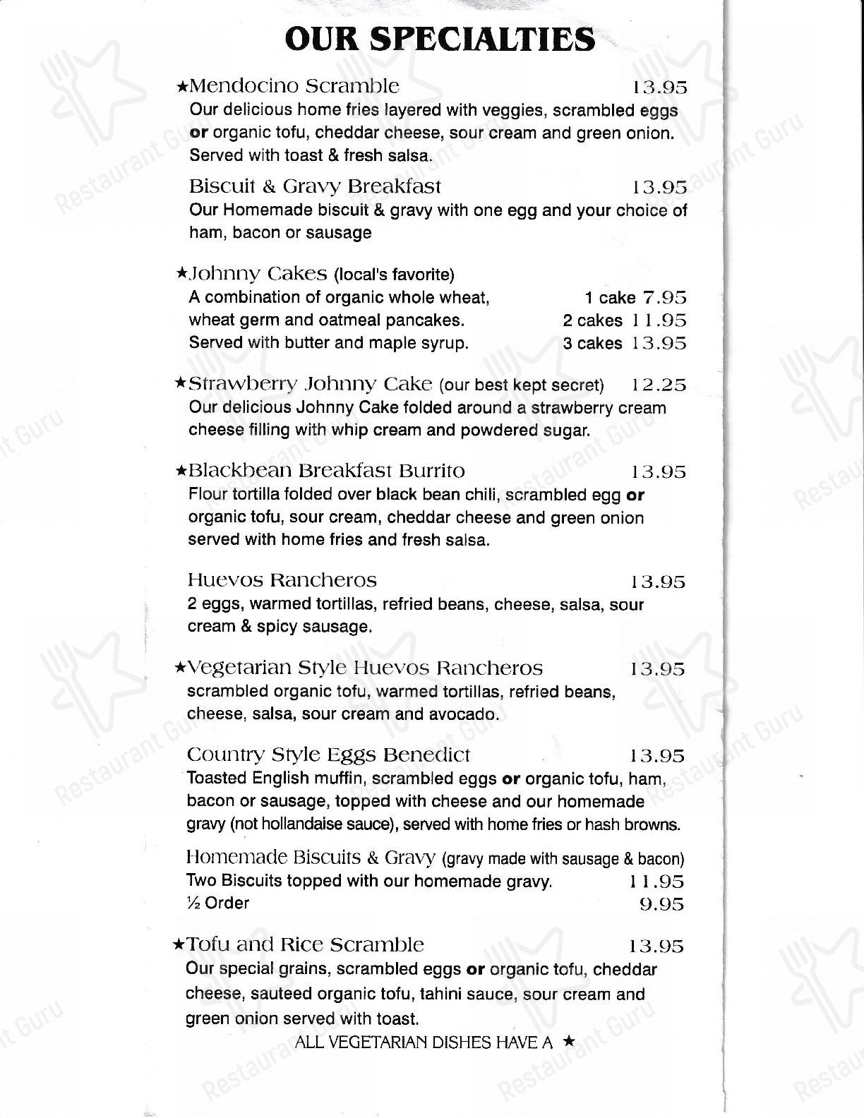 Menu at Ellie's Mutt Hut cafe, Ukiah