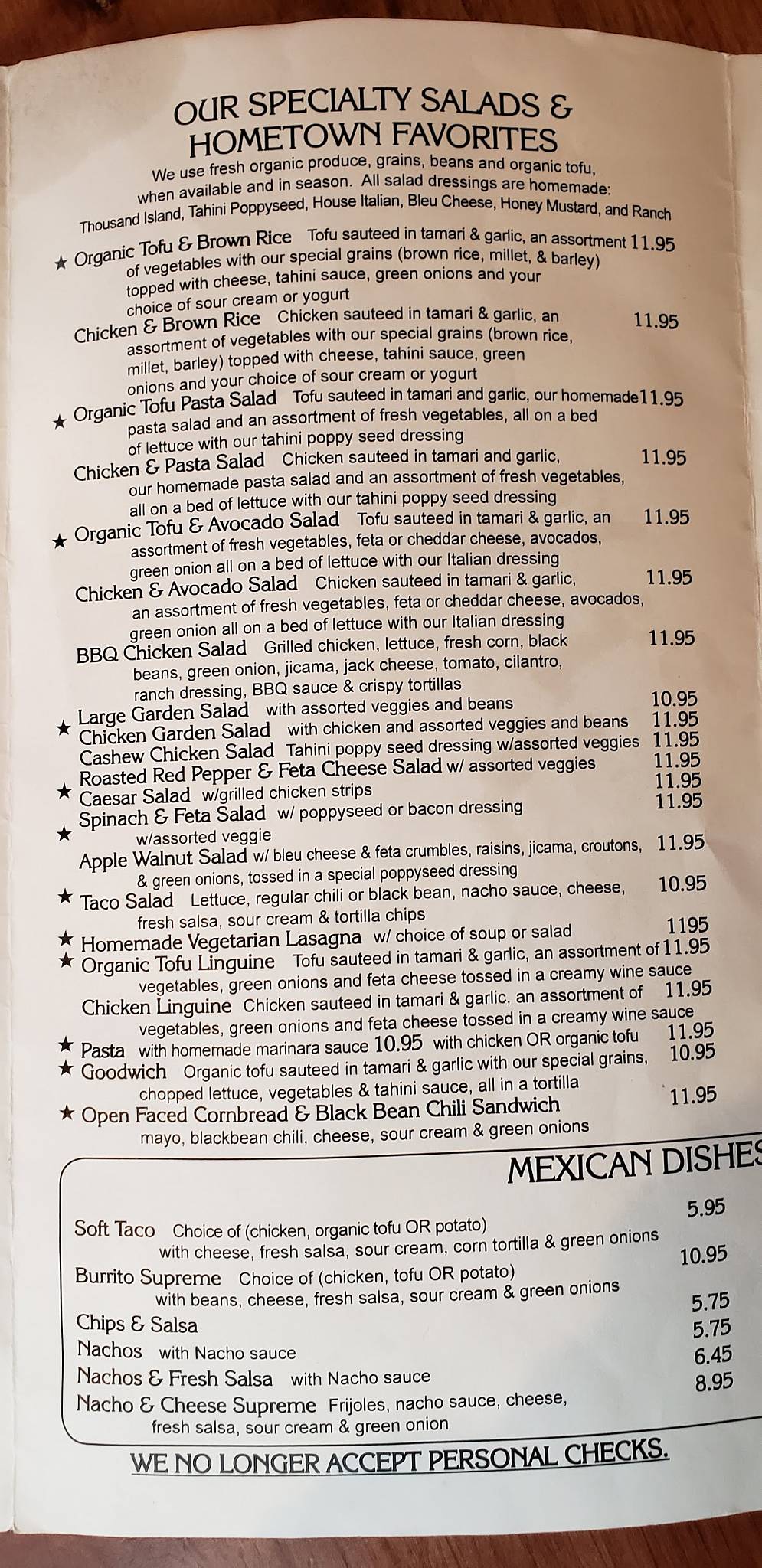 Menu at Ellie's Mutt Hut restaurant, Ukiah