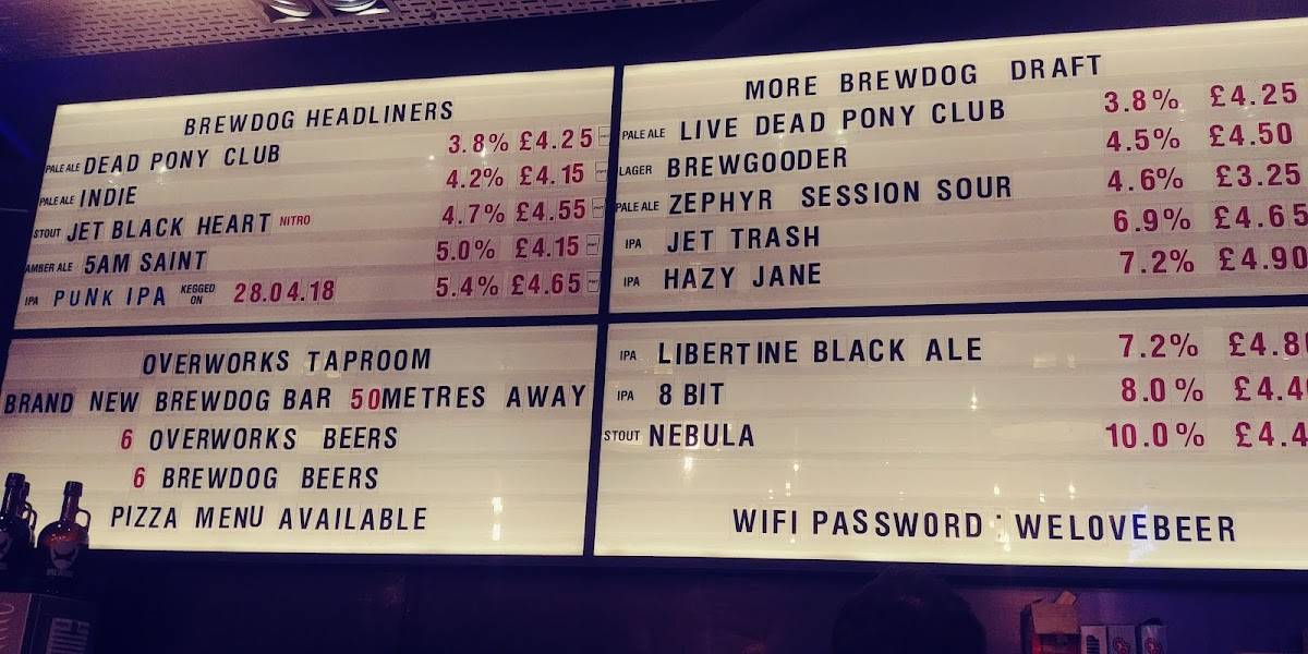 Menu at BrewDog DogTap pub & bar, Ellon