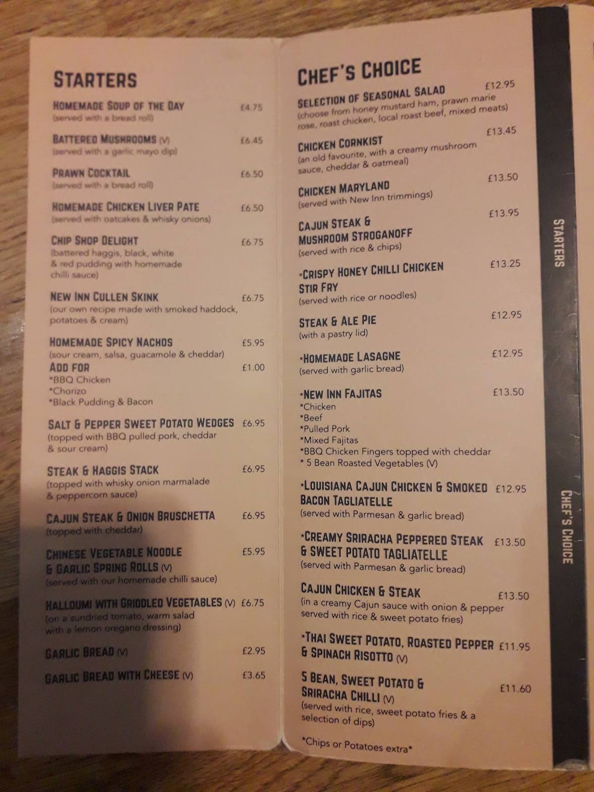 Menu at Cornkist restaurant, Ellon