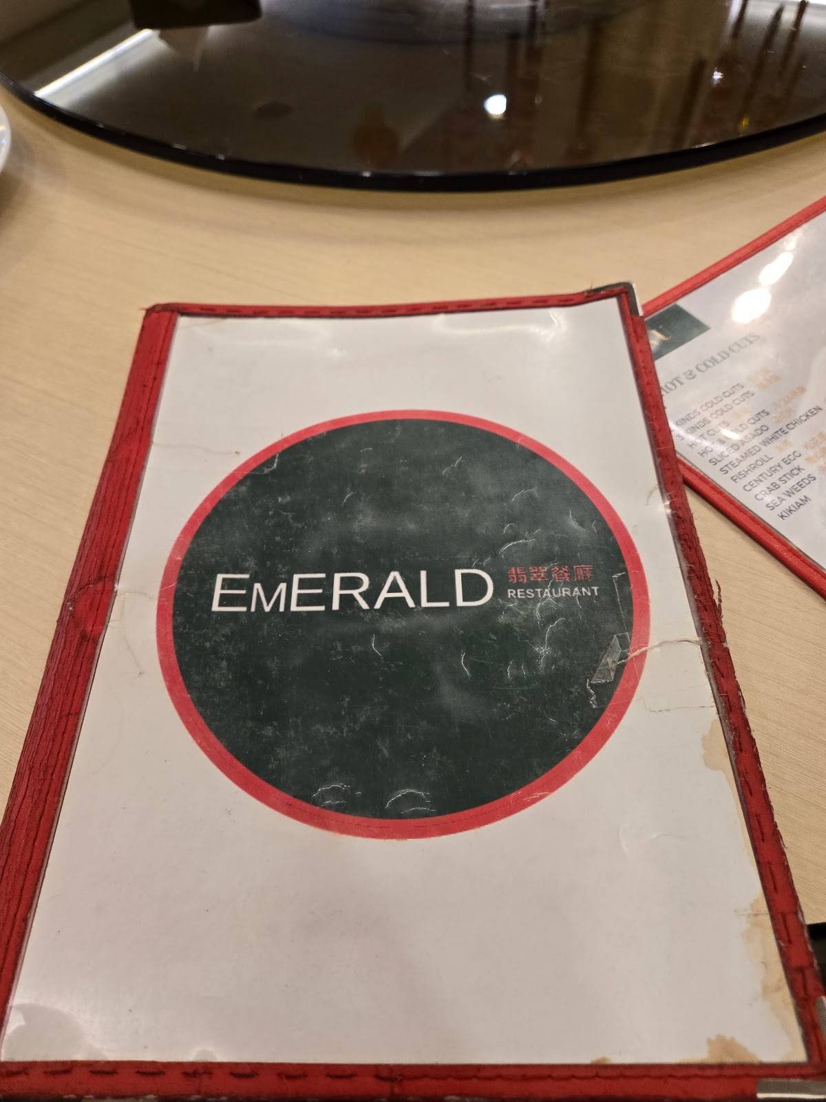 Menu at Emerald restaurant, Manila