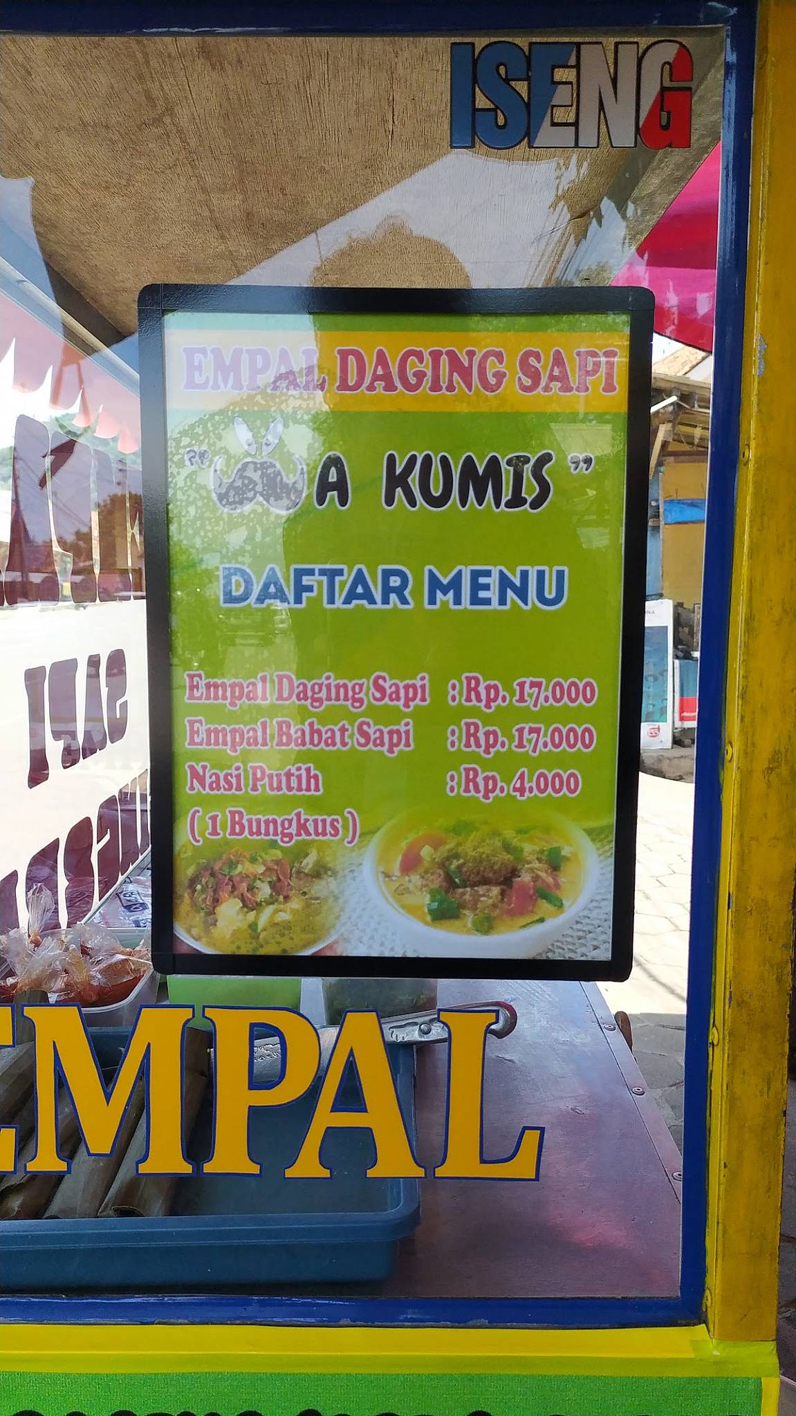 Menu at Empal Gentong Sapi dan Babat restaurant, Majalengka