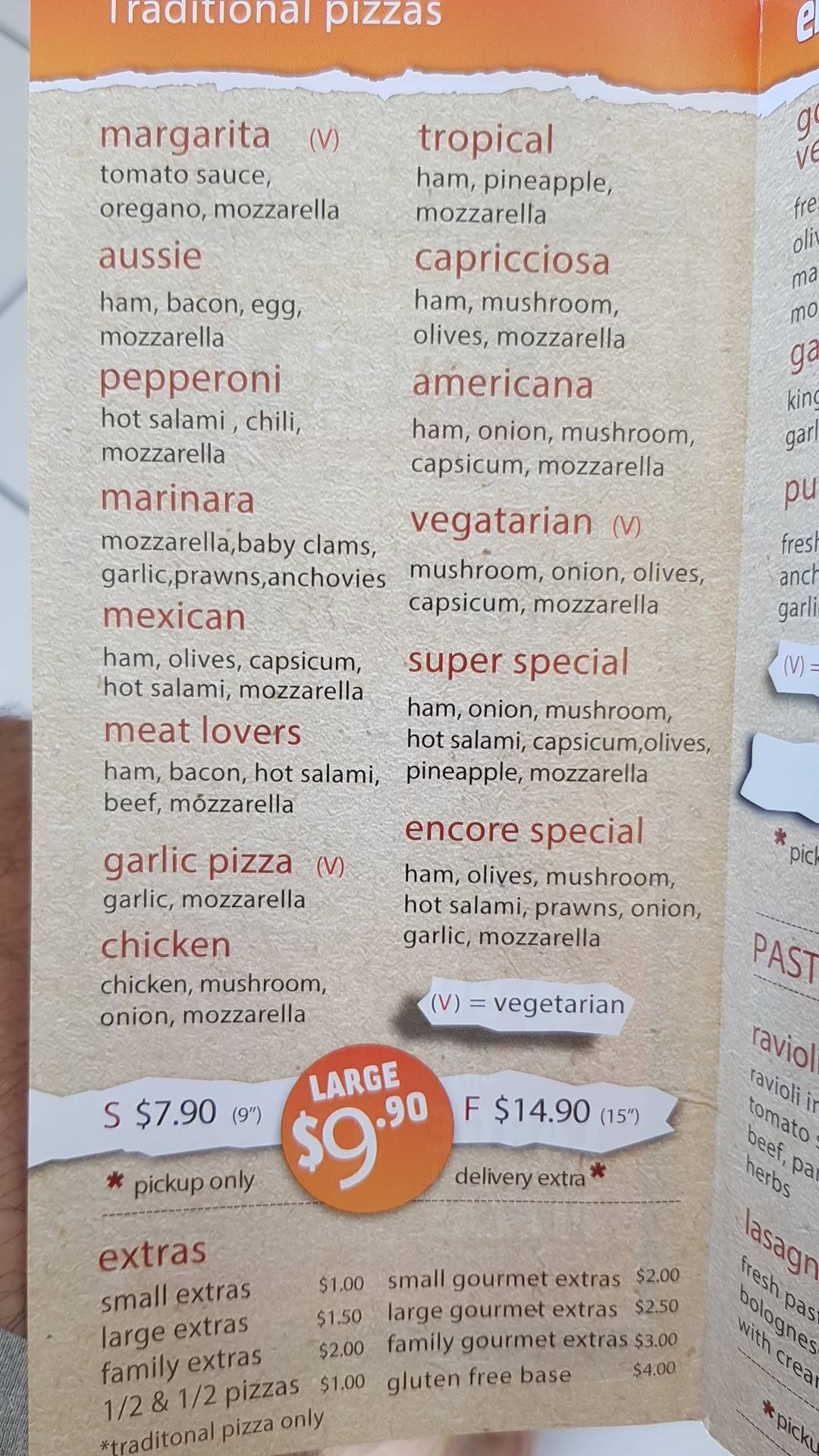 Menu at Encore Pizza Cranbourne pizzeria, Cranbourne