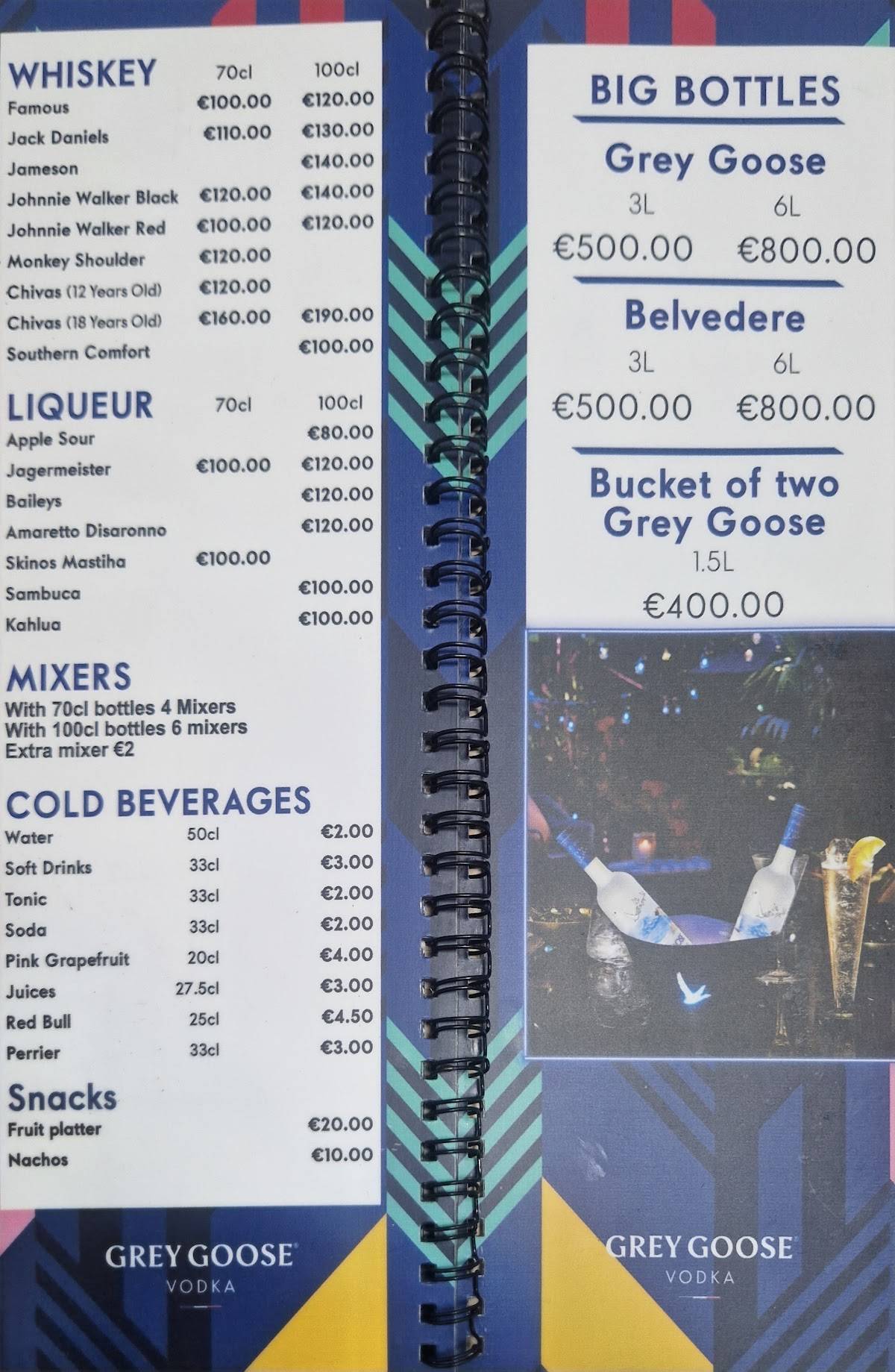 Menu at Encore Music Dance Bar and Party Venue Ayia Napa Cyprus, Ayia ...