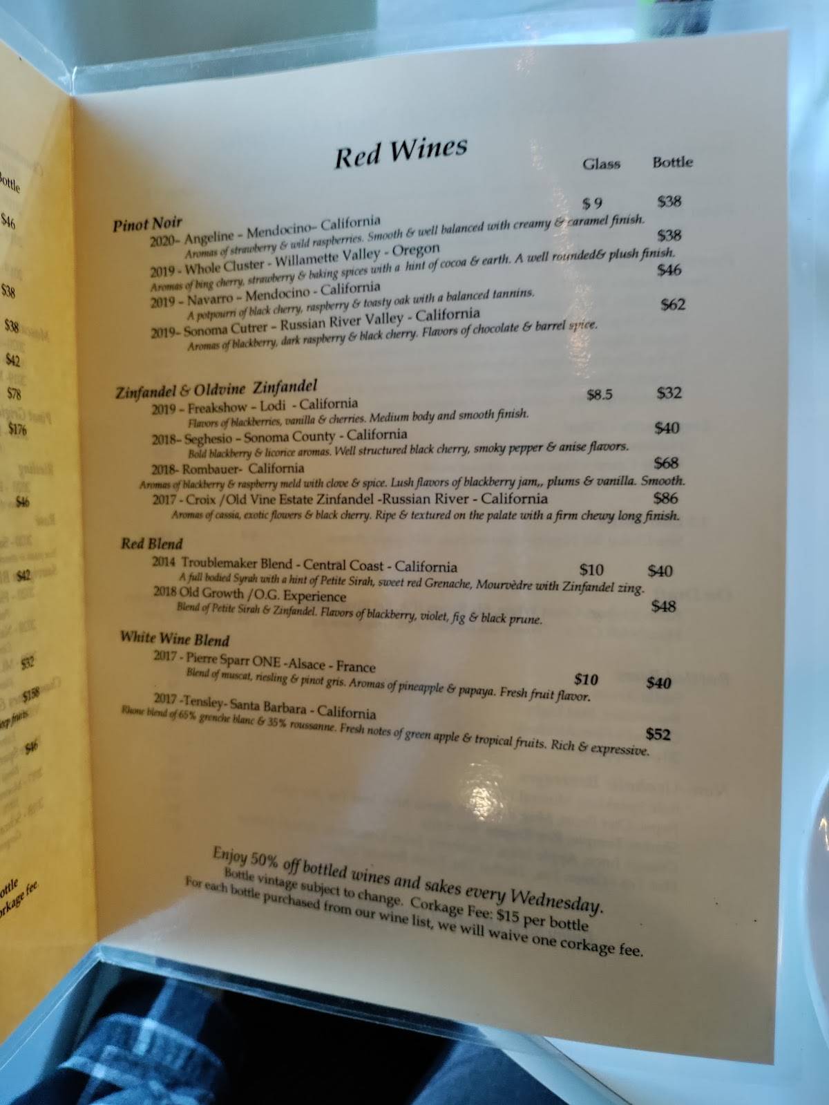 Menu at Bayfront Restaurant, Eureka