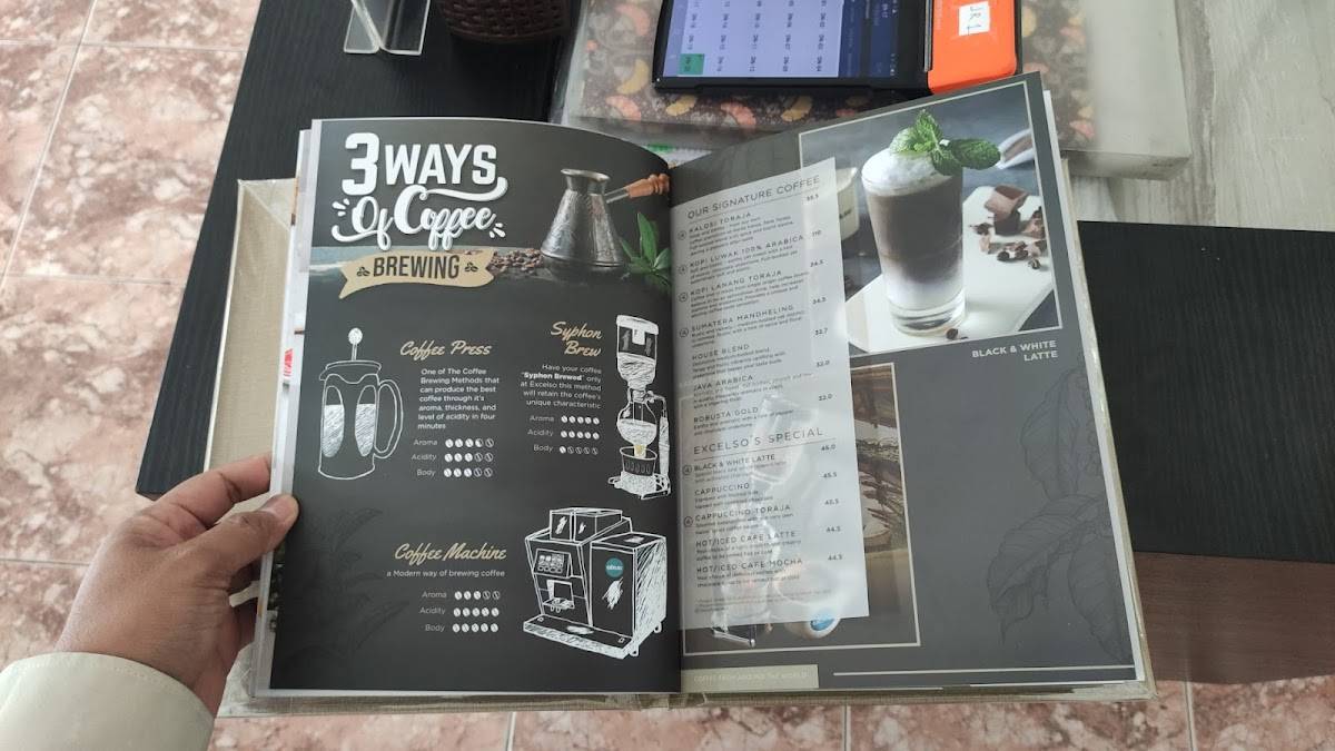 Menu at Excelso - SUB House of Airlangga cafe, Surabaya