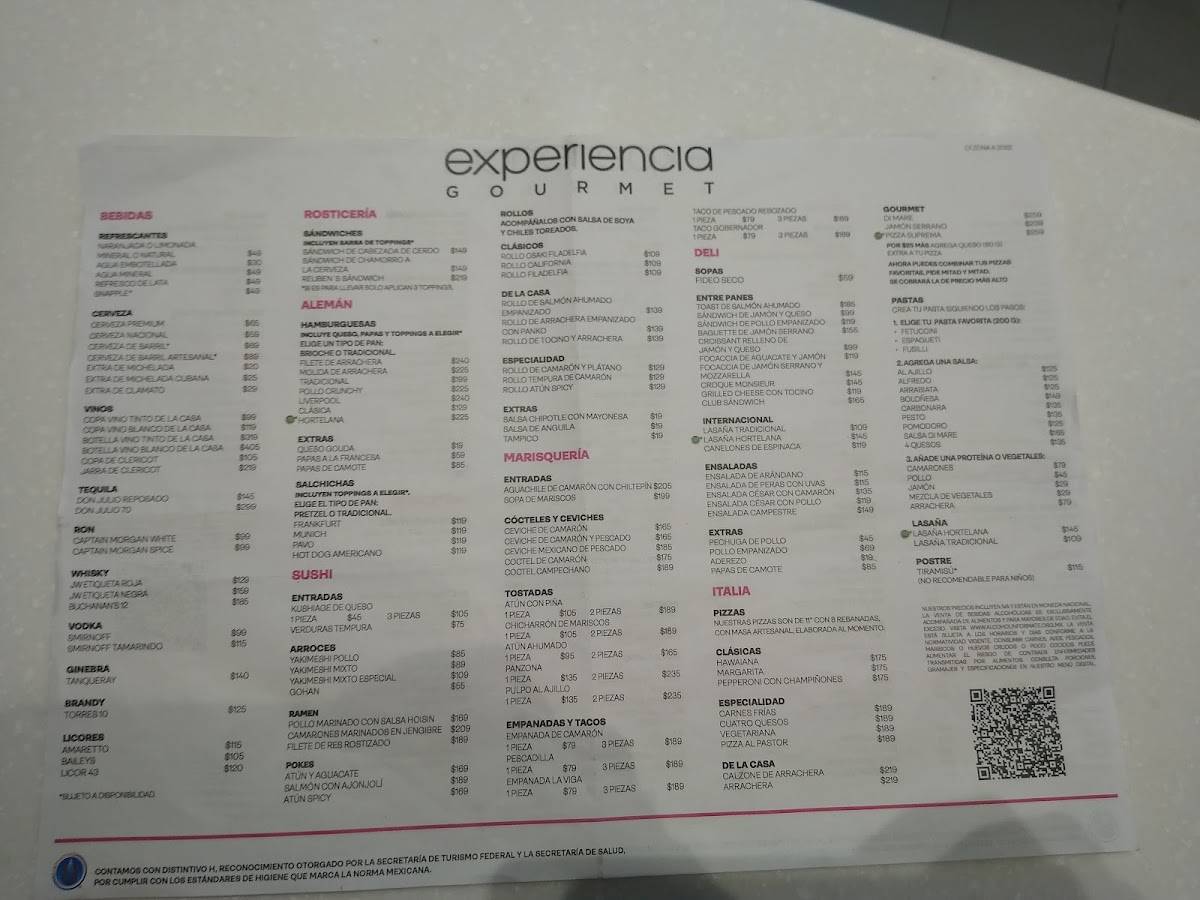 Carta de cafetería Experiencia Gourmet Liverpool, Ciudad de México ...