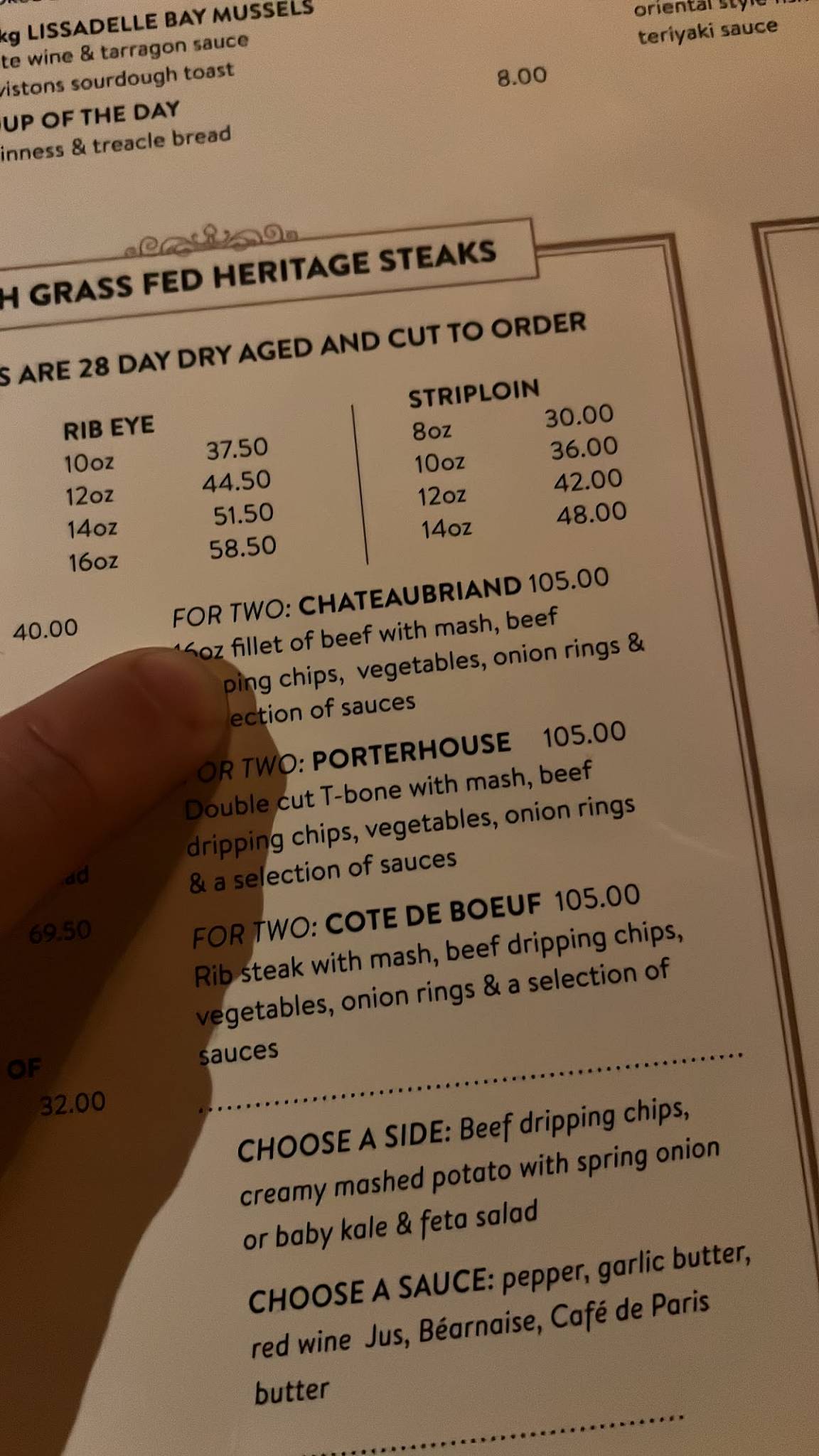 Menu at F.X. Buckley Steakhouse Monkstown, Dublin, 3A Monkstown Cres