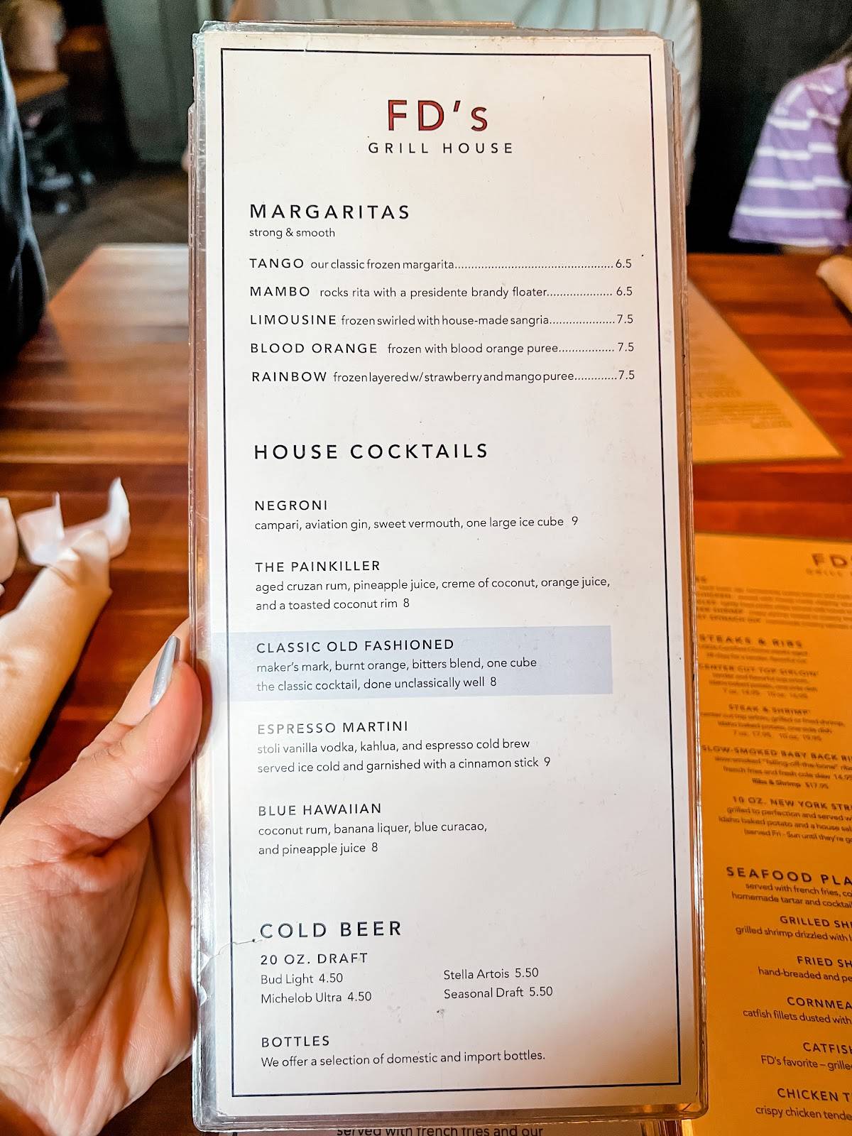 Menu at FD's Grillhouse pub & bar, Springfield