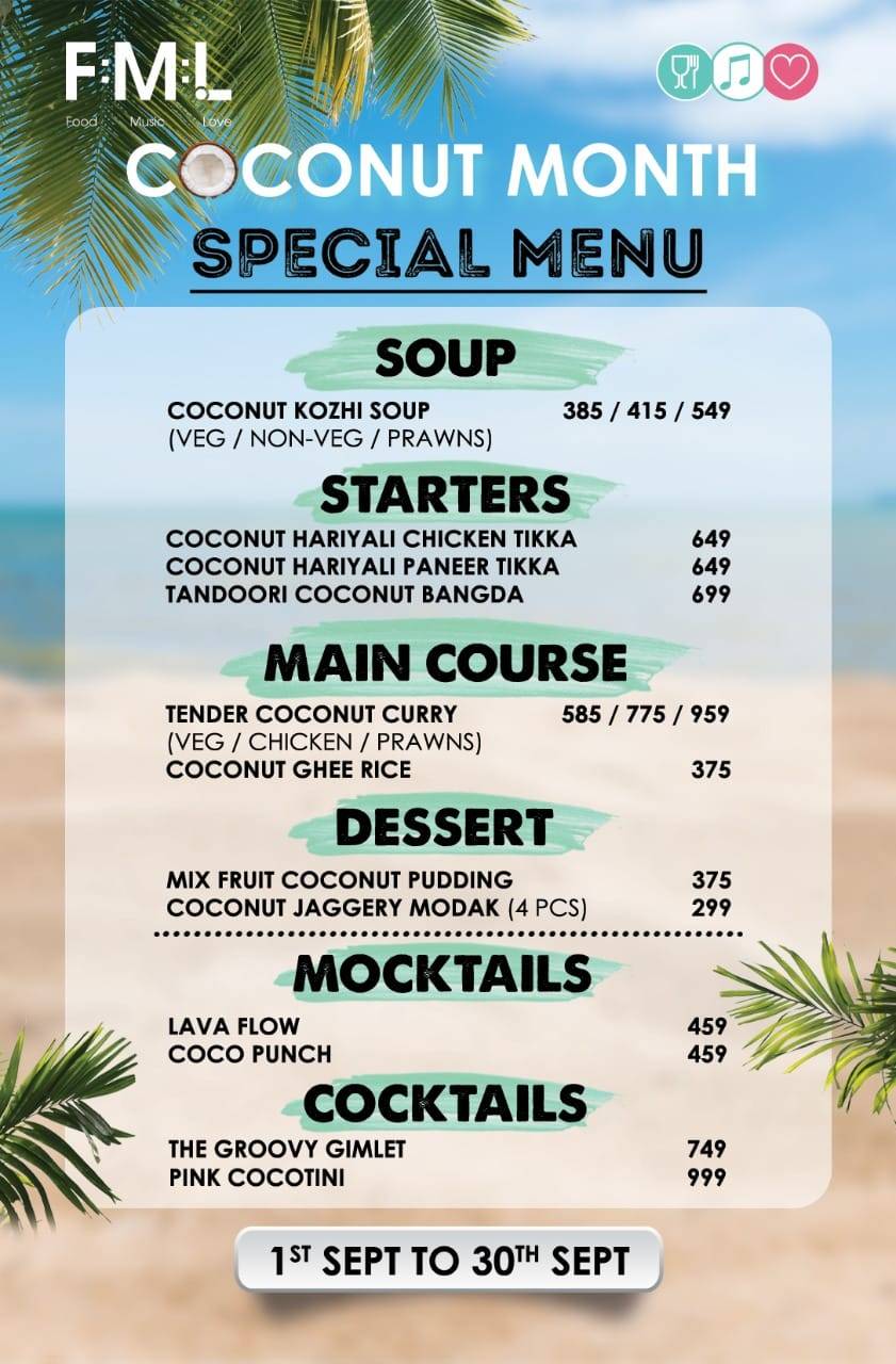 Menu at The Cliff, Pune, The Cliff