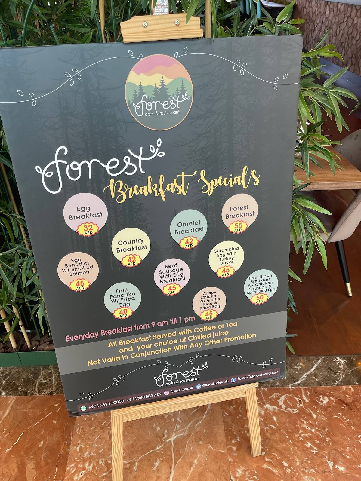 Carta de FOREST CAFE & RESTAURANT, Abu Dabi