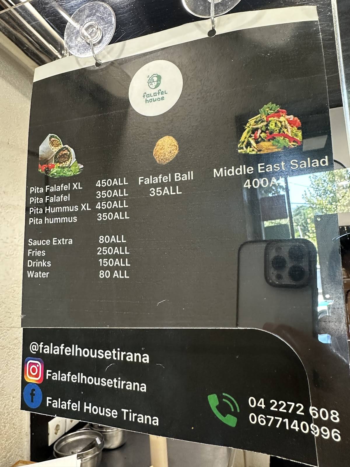 Menu at Falafel House Tirana restaurant, Tirana