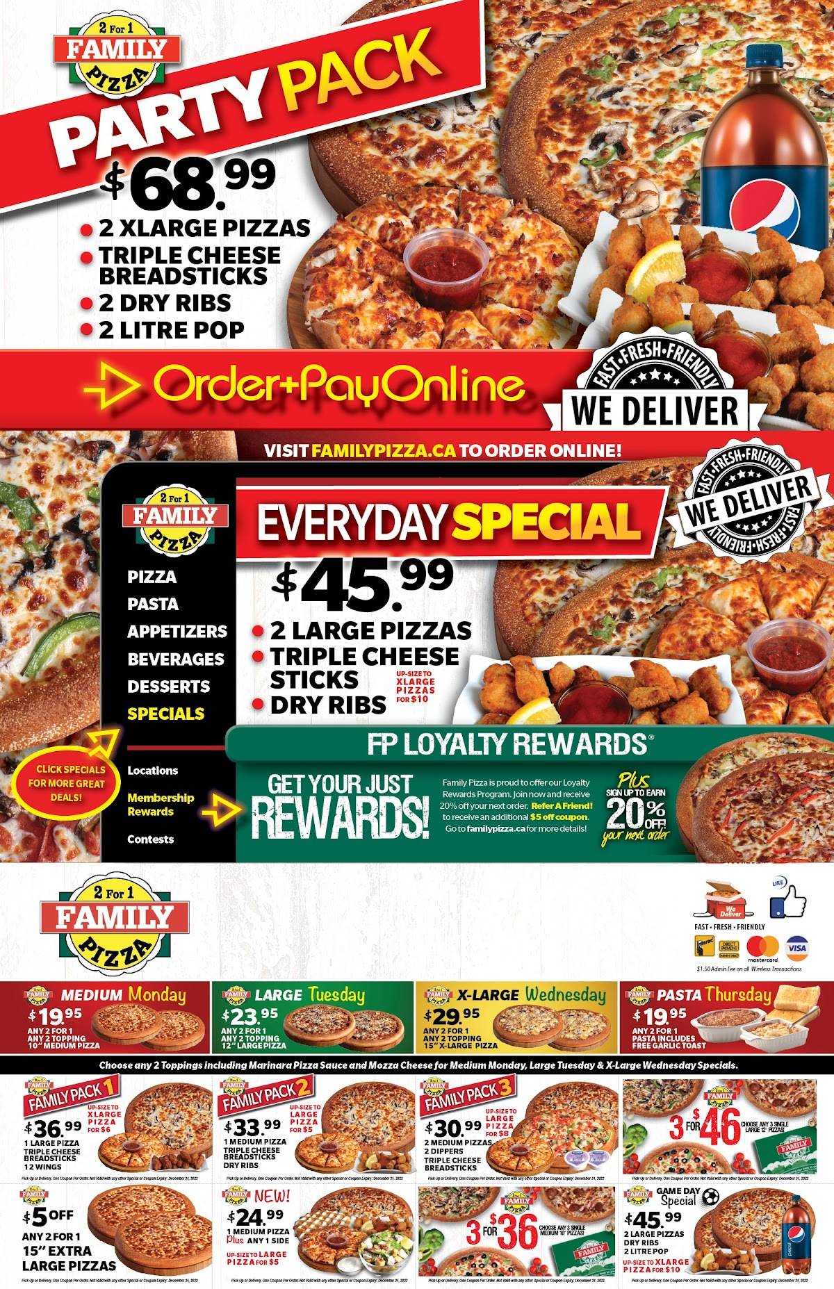 Menu at 2 for 1 Family Pizza Whyte Ave pizzeria, Edmonton