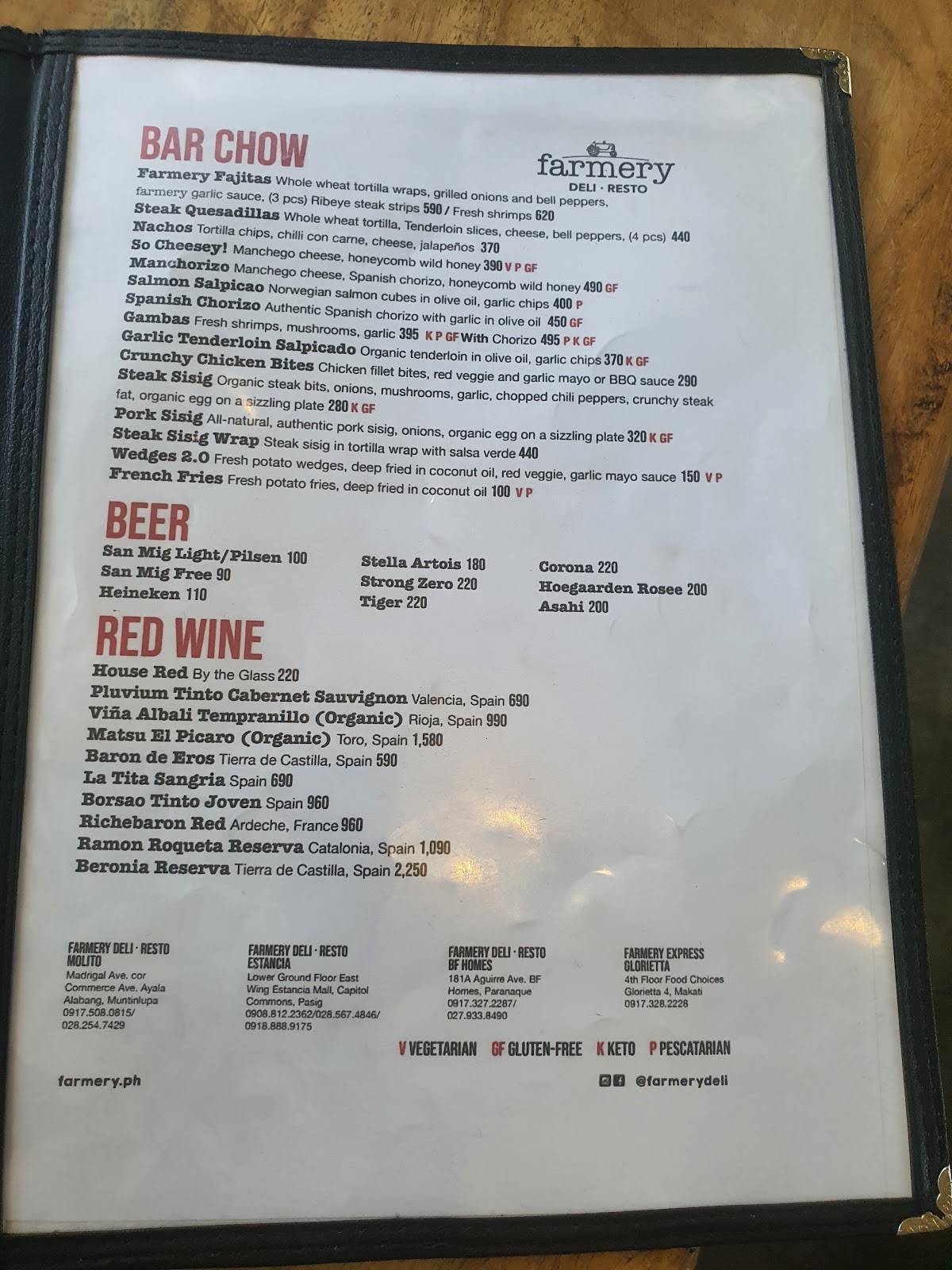 Menu at Farmery Deli-Resto Molito restaurant, Muntinlupa
