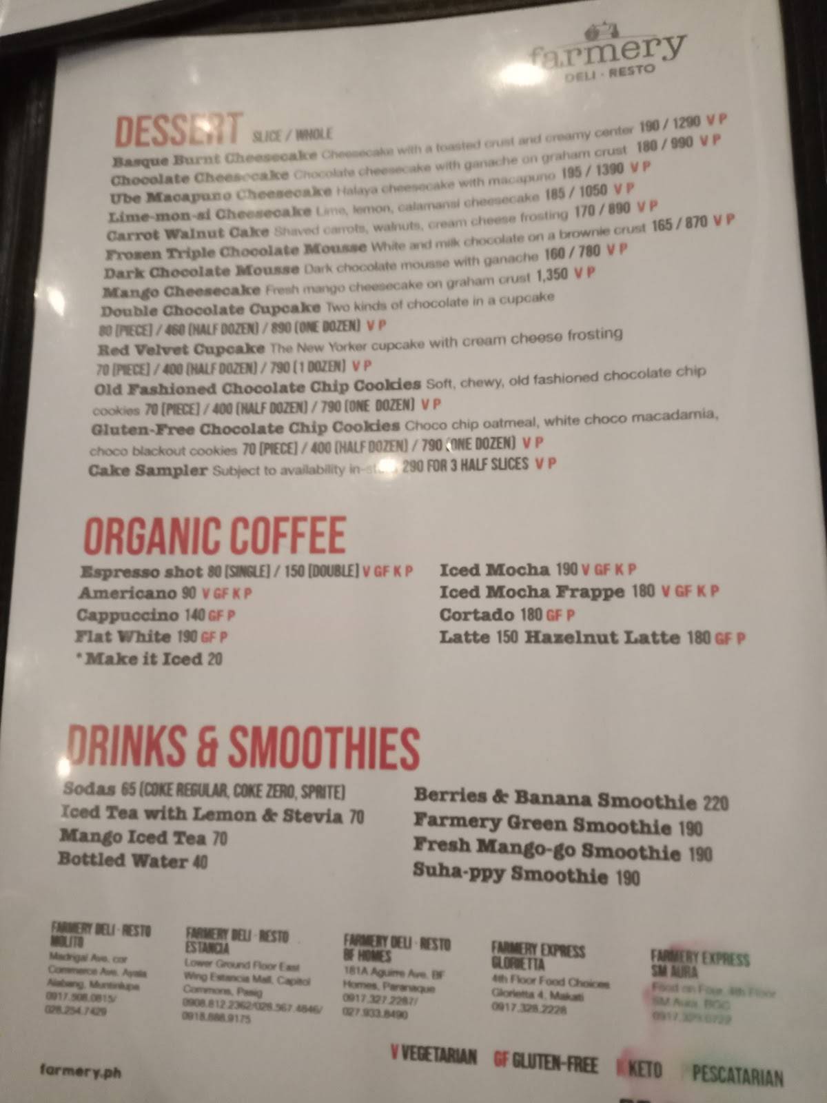 Menu at Farmery Deli-Resto Molito restaurant, Muntinlupa
