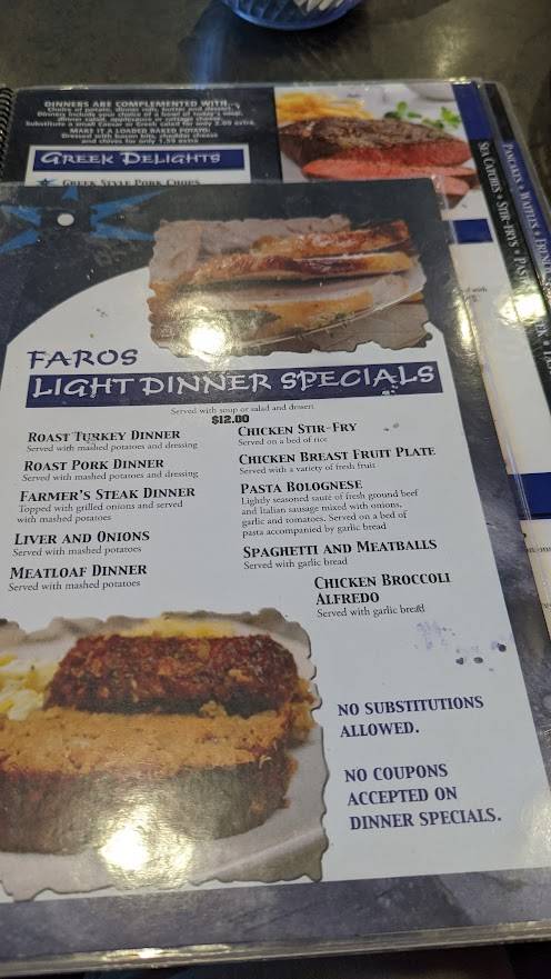 Menu at Faros Restaurant & Cocktails, Fond du Lac