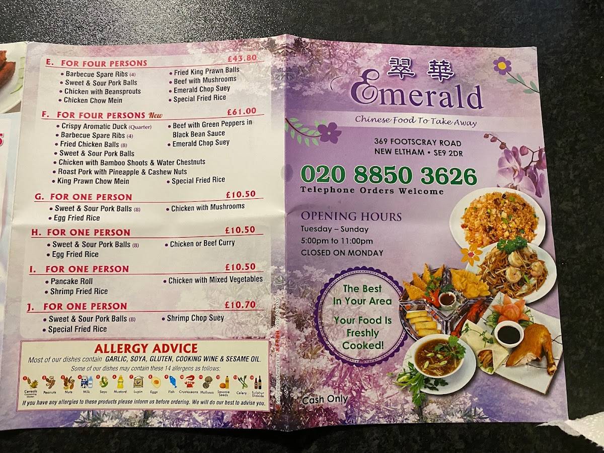 Menu at Emerald Food Centre fast food, London