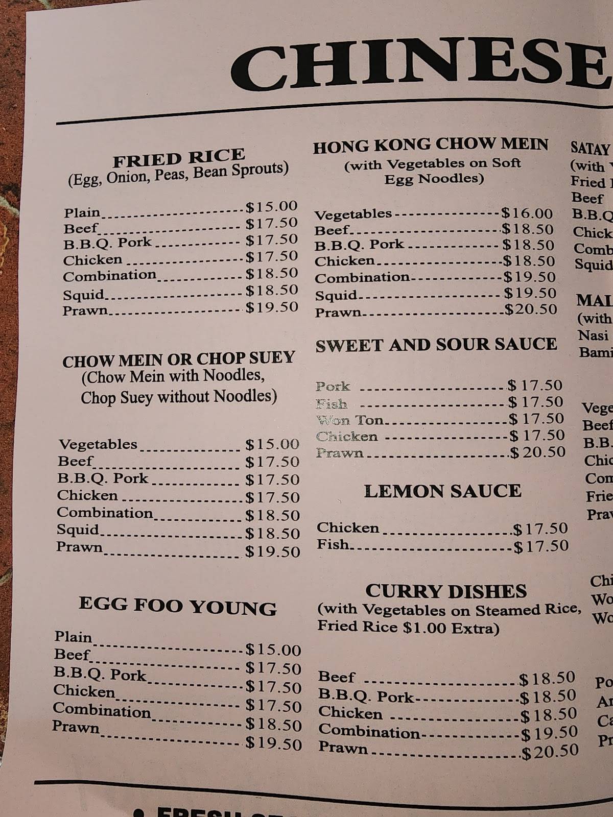 Menu at Hill Top Chinese European Takeaways fast food, Red Beach, 180 ...