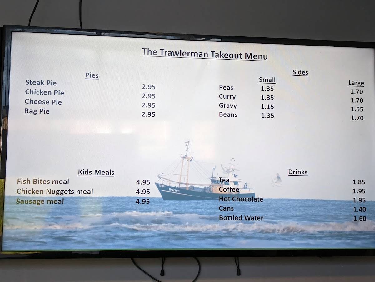 Menu at The Trawlerman fast food, Bradley