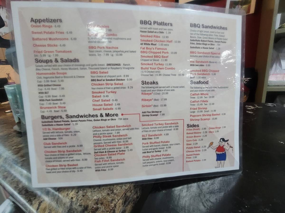 Menu at Fat Boy's Backyard BBQ & More, Sylvester