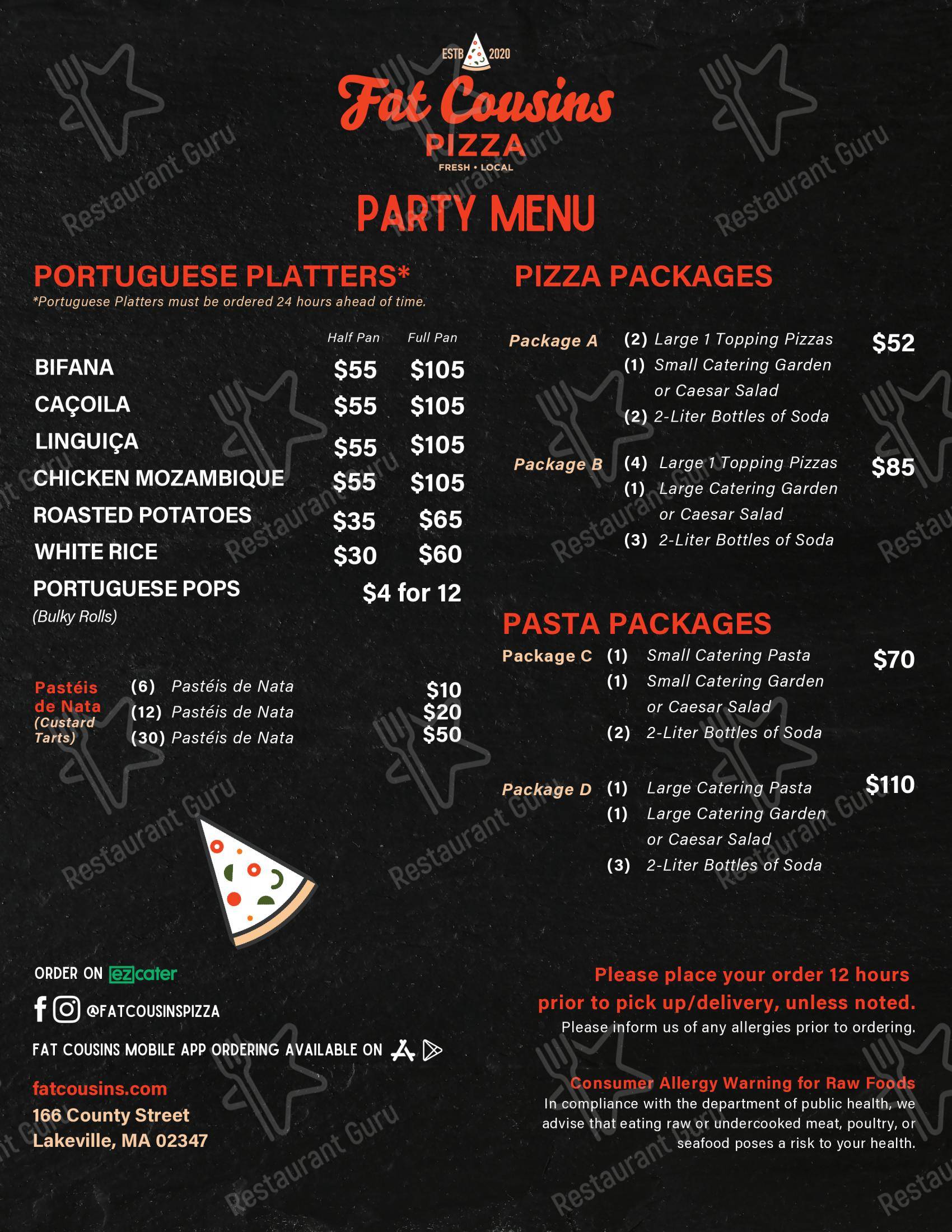 Menu at Fat Cousins - Lakeville pizzeria, Lakeville